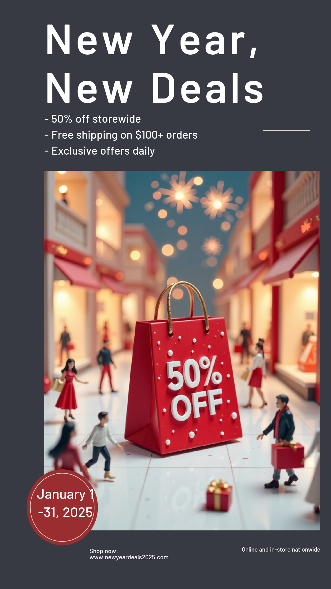 New Year Sales Campaign 2025 Poster Template - AI Designs by MolyPix.AI