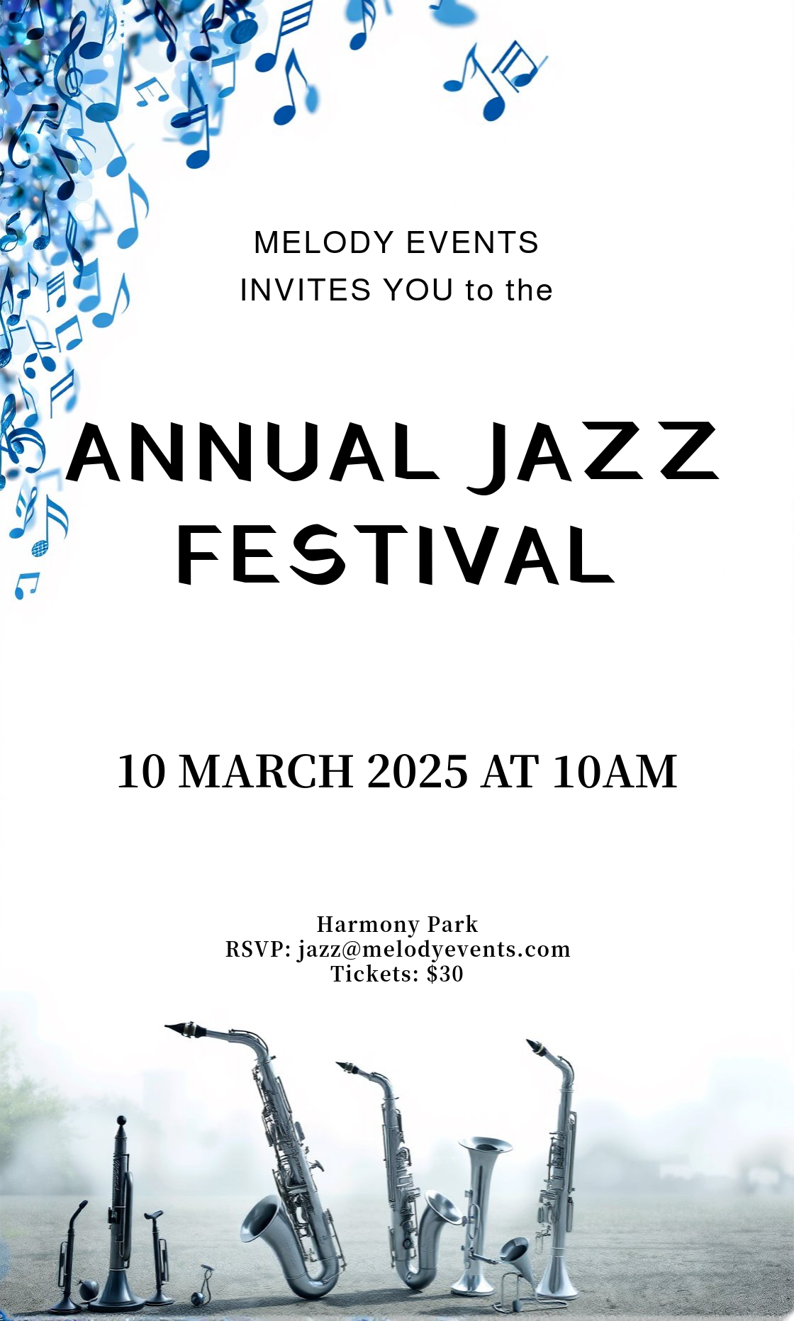 Annual Jazz Notes and Melodies Invitation Template - AI Designs by ...