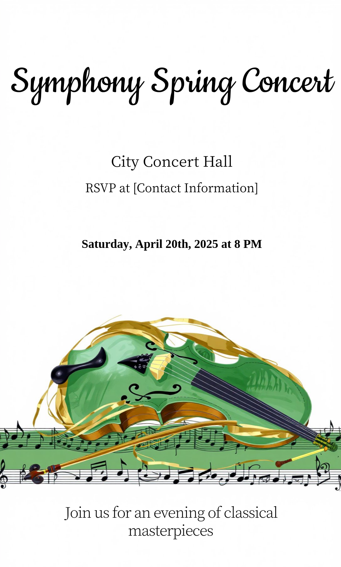 Symphony Orchestra Notes and Melodies Invitation Template - AI Designs ...