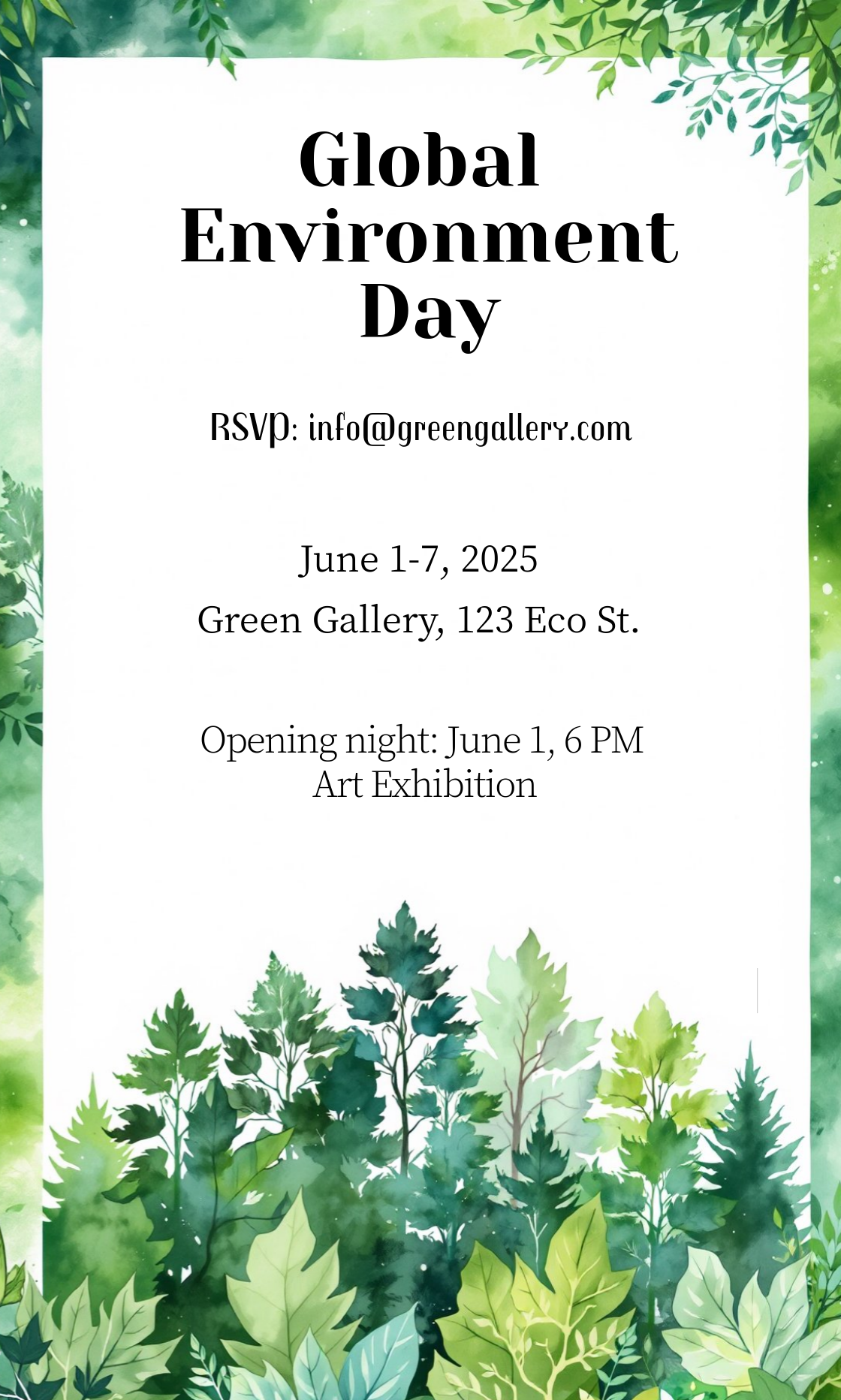 Global Environment Day Art Exhibition Invitation Template - AI Designs ...