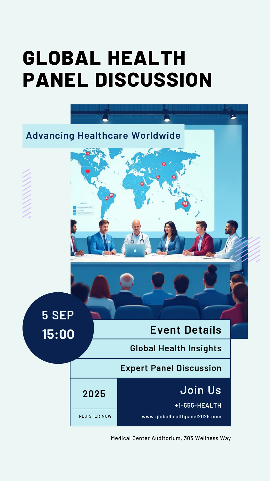 Global Health Panel Discussion 2025 Poster Template - AI Designs by ...