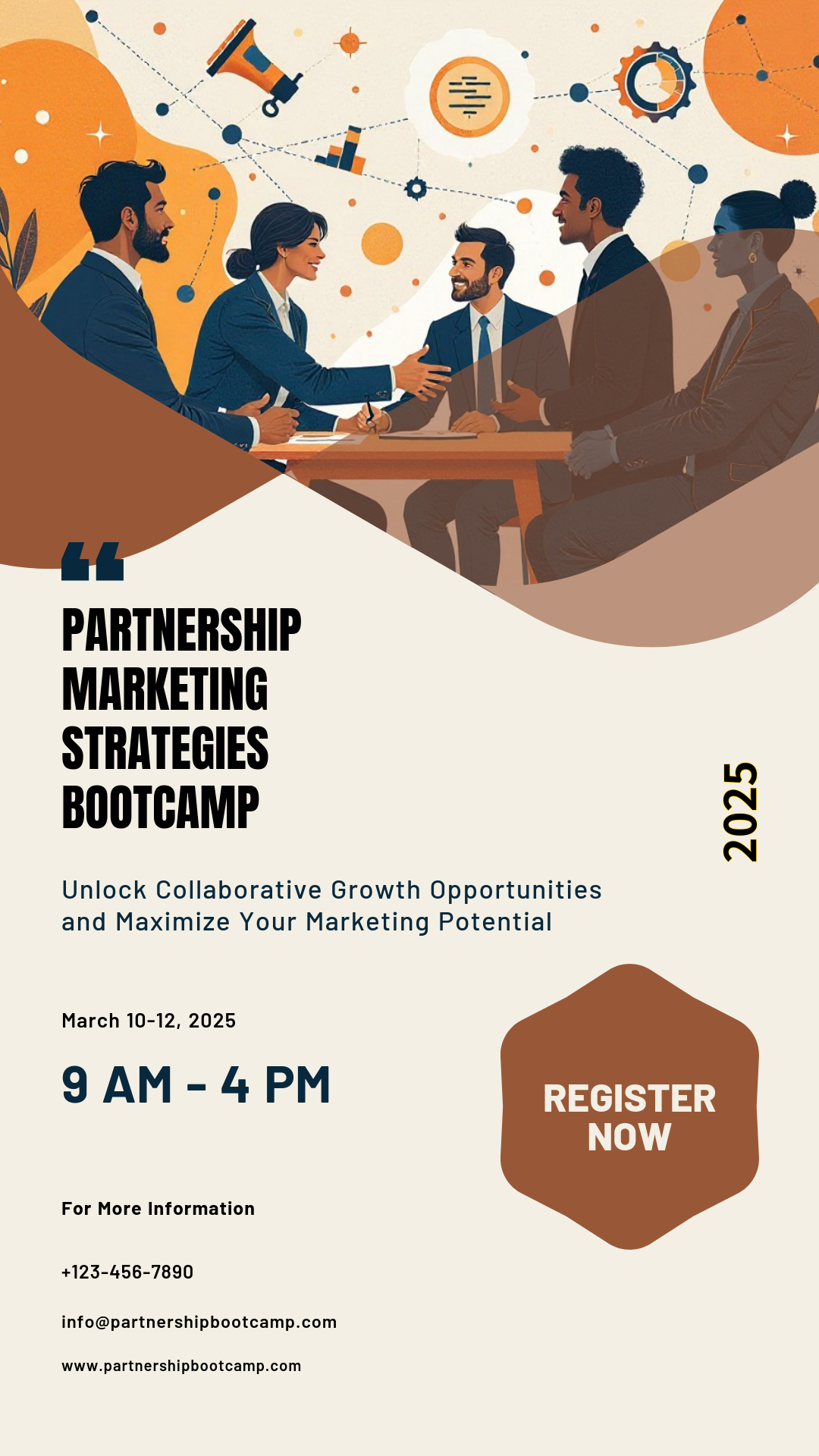 Partnership Marketing Strategies Bootcamp Poster Template - AI Designs ...
