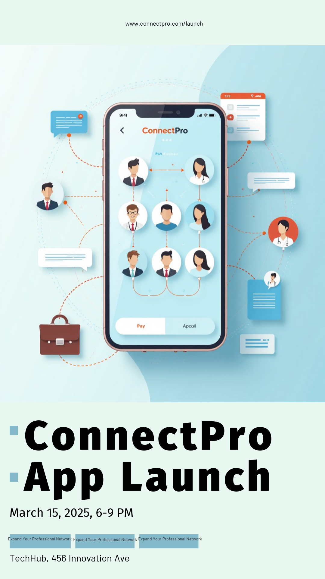 ConnectPro Business Networking Apps Launch Poster Template - AI Designs ...