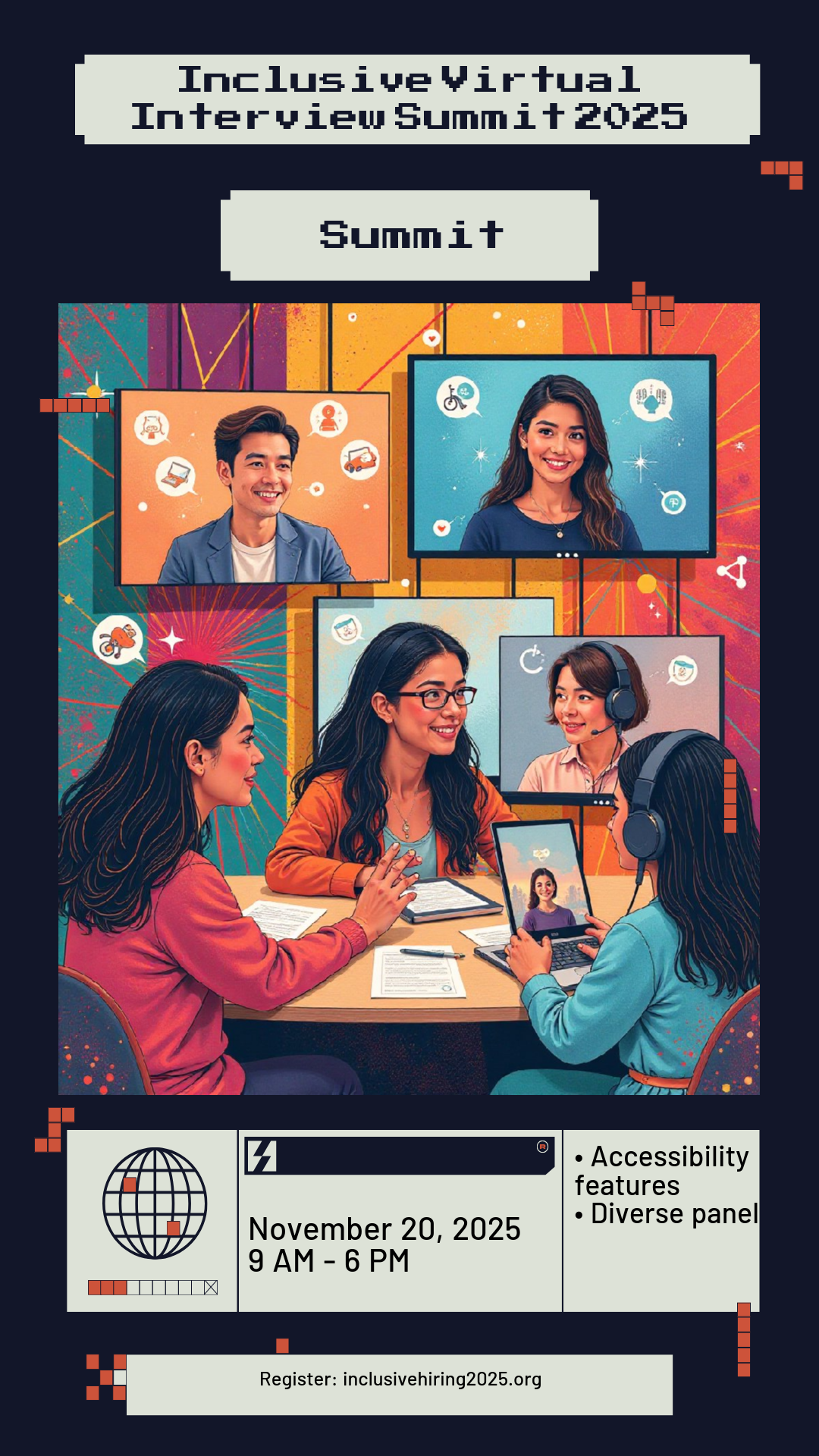 Inclusive Virtual Interview 2025 Summit Poster Template - AI Designs by ...