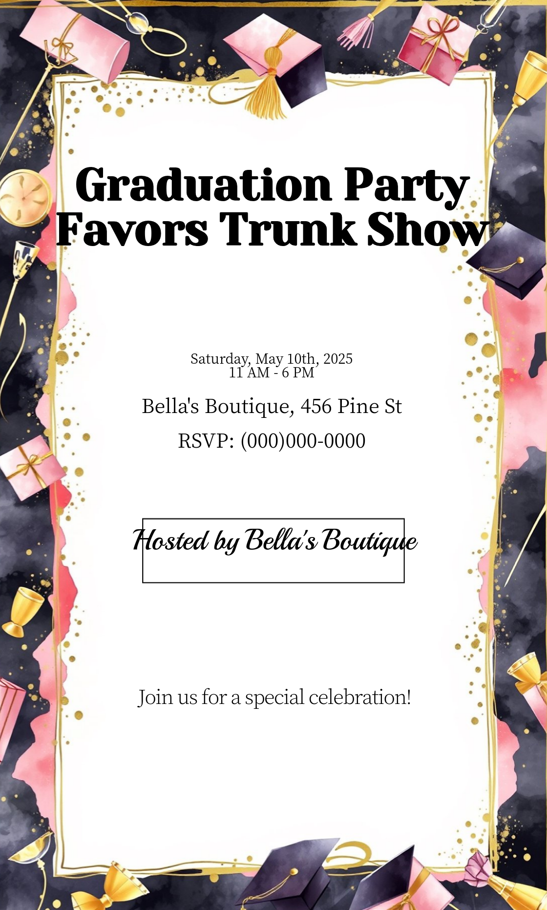Graduation Party Favors Trunk Invitation Template - AI Designs by ...