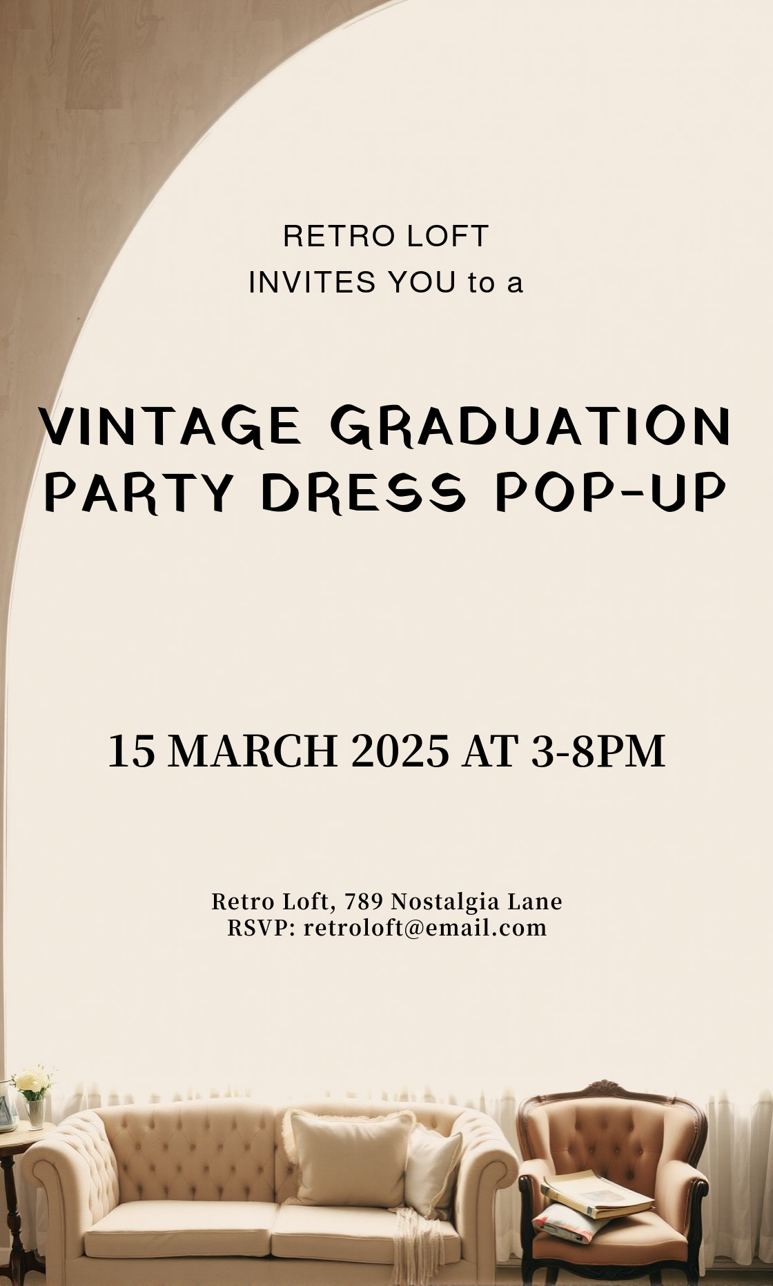 Vintage Graduation Party Dress Pop-up Invitation Template - AI Designs ...