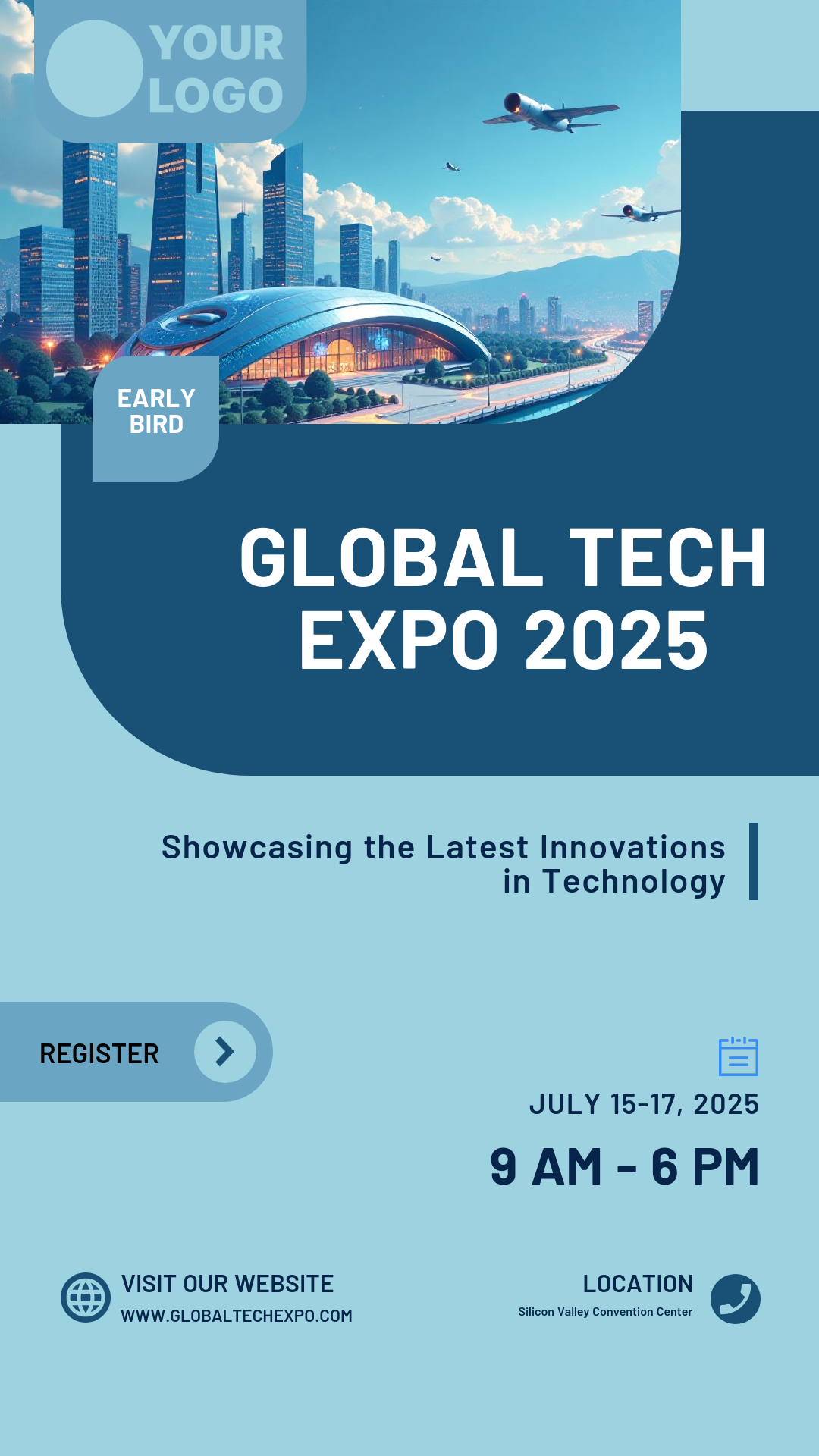 Futuristic Global Tech Exhibitions Poster Template - AI Designs by ...
