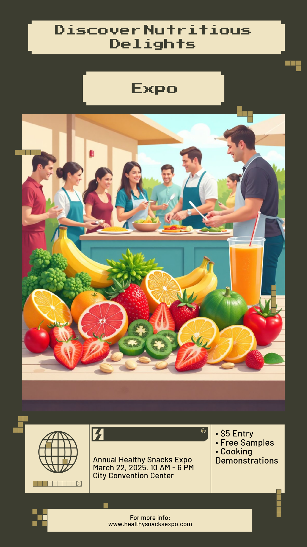Annual Healthy Snacks Expo Poster Template - AI Designs by MolyPix.AI