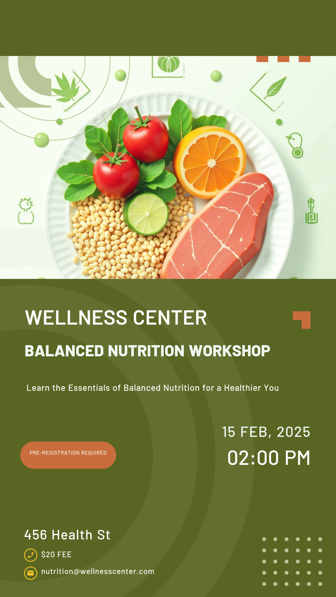 Balanced Nutrition Workshop Poster Template - AI Designs by MolyPix.AI