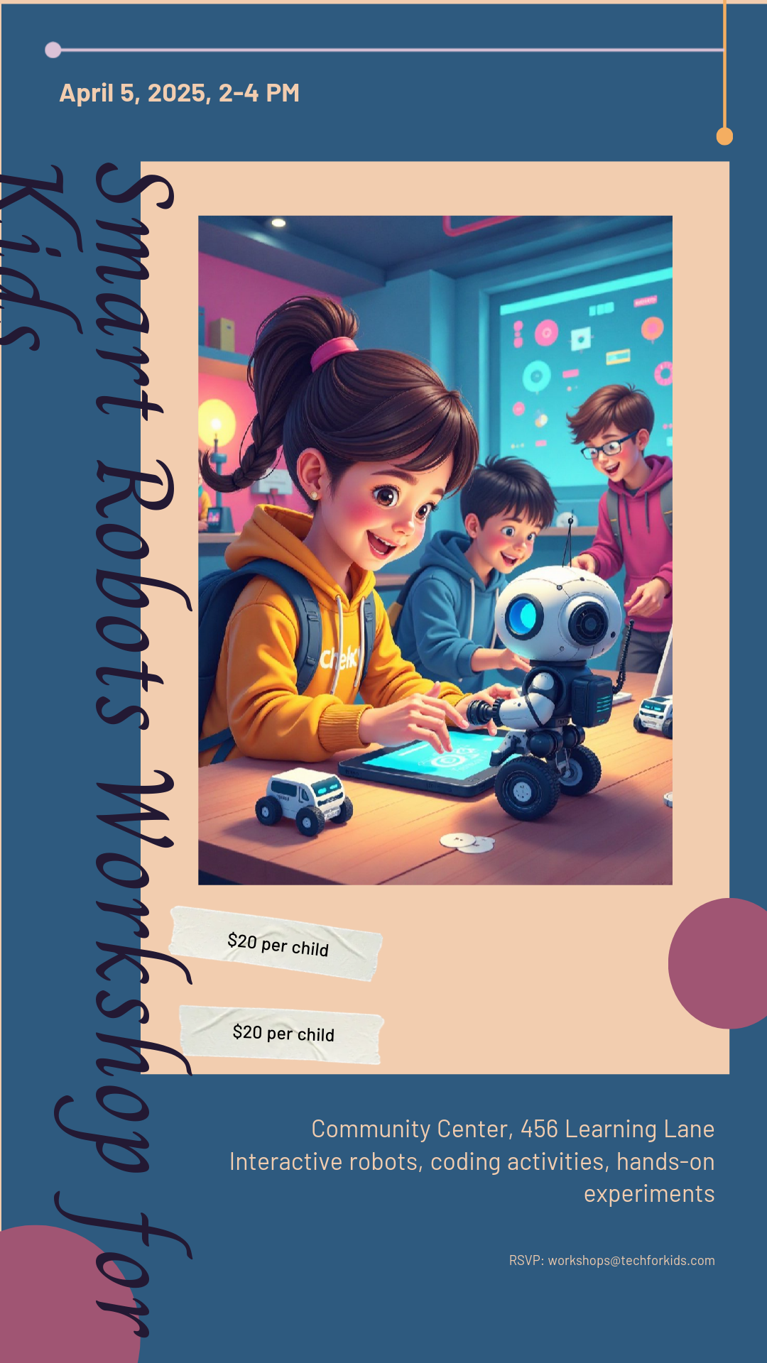 Smart Robots Workshop for Kids Poster Template - AI Designs by MolyPix.AI