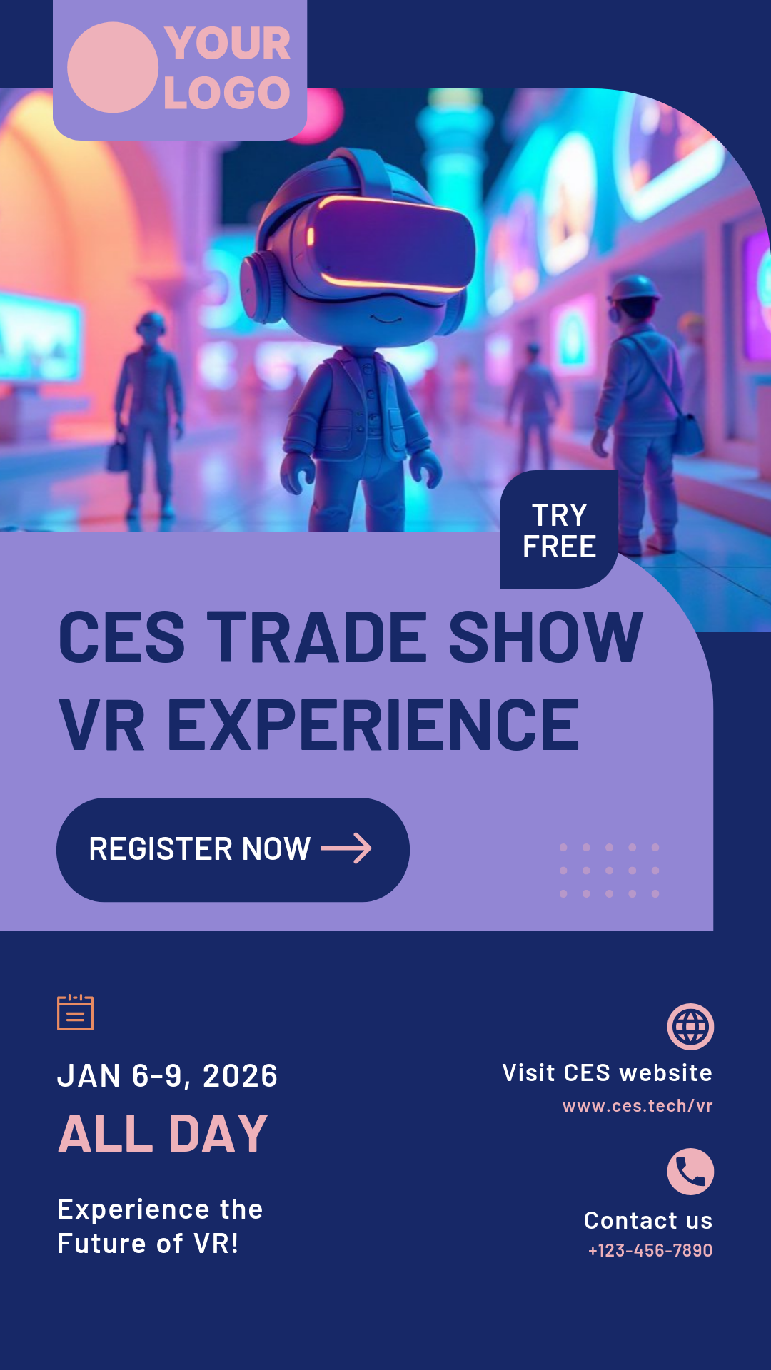 CES Trade Show VR Experience Poster Template - AI Designs by MolyPix.AI