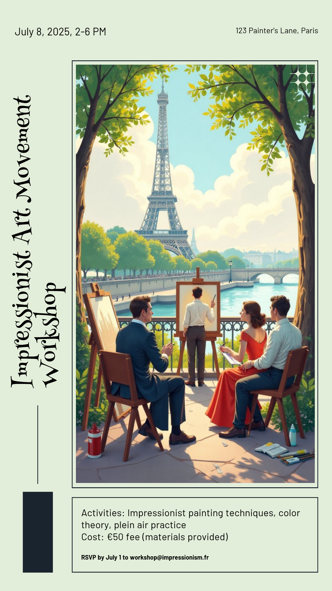 Impressionist Art Movement Workshop Poster Template - AI Designs by ...