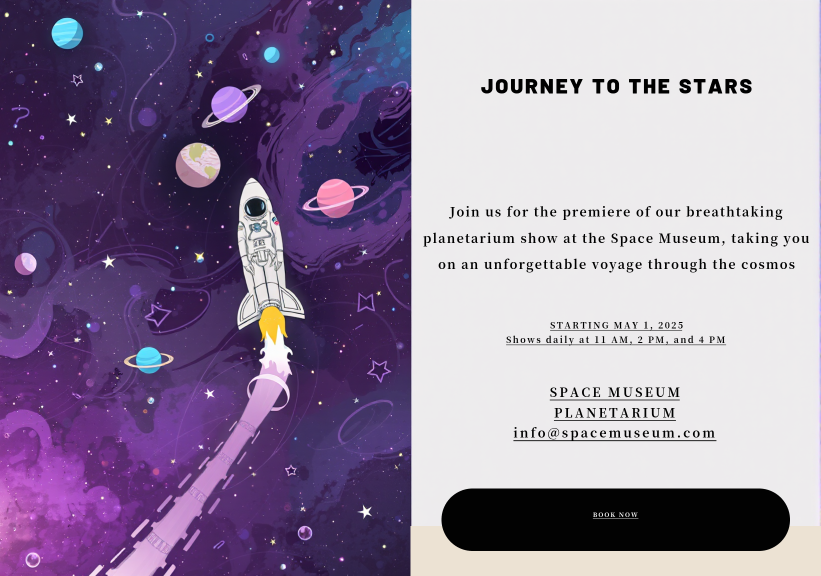 Space Museums Planetarium Show Postcard Template - AI Designs by MolyPix.AI