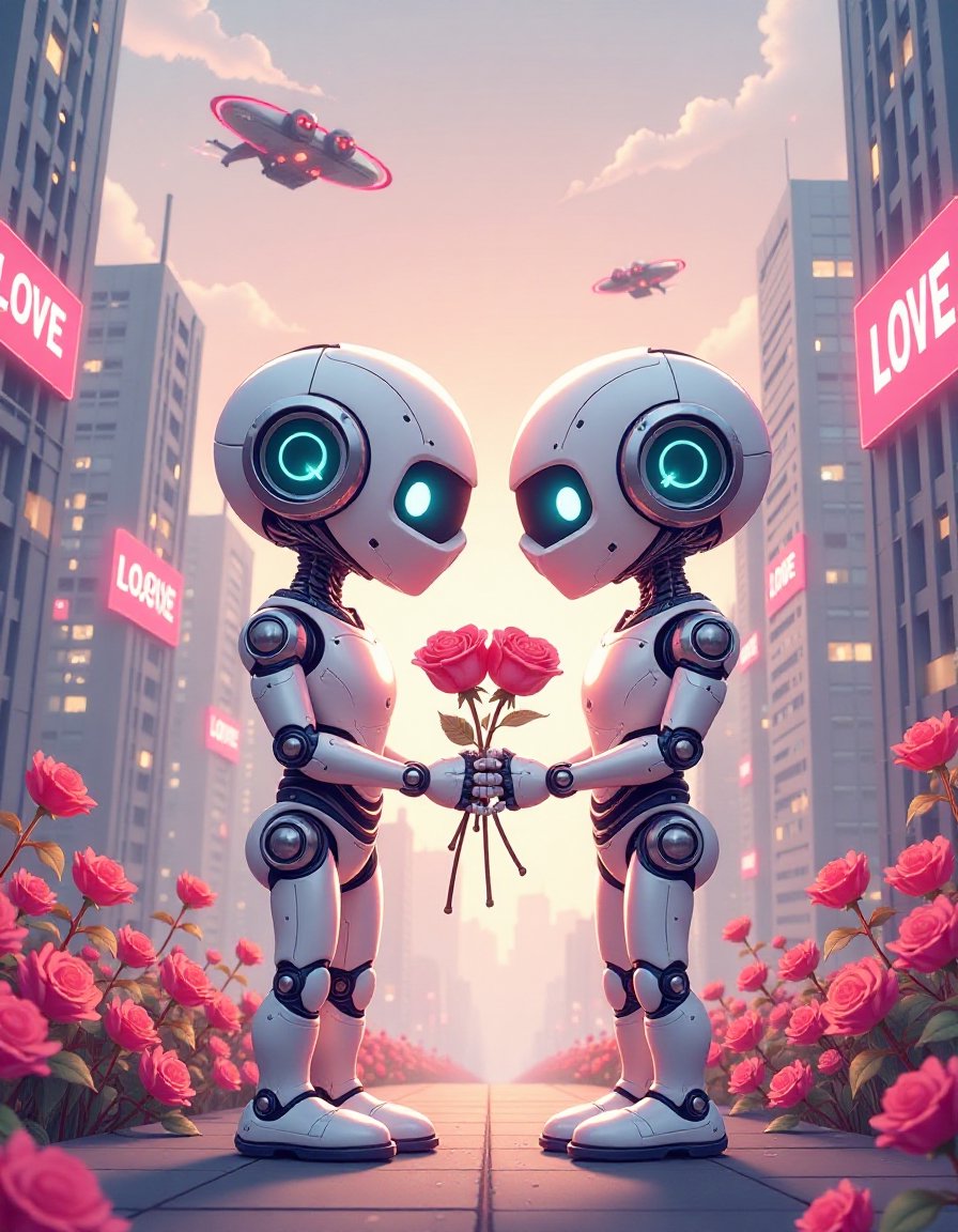 Robotic Valentine's Day 2025 Greeting Cards Image Template - AI Designs ...