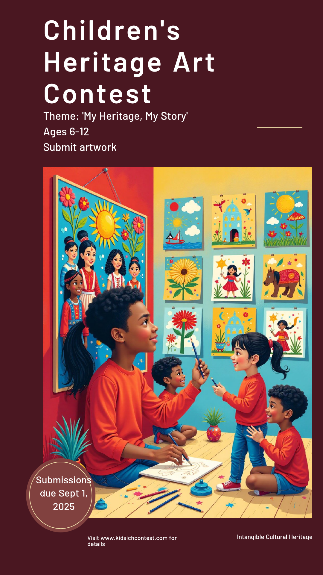 Children's Intangible Cultural Heritage Contest Poster Template - AI ...
