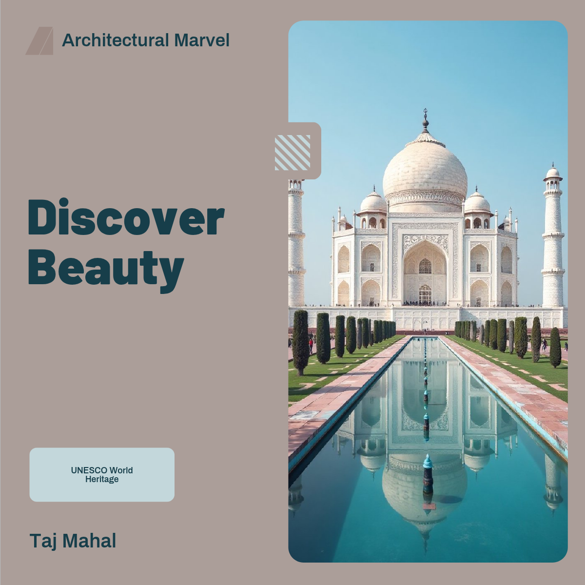 Taj Mahal UNESCO World Cultural Heritage LinkedIn Post Template - AI Designs by MolyPix.AI