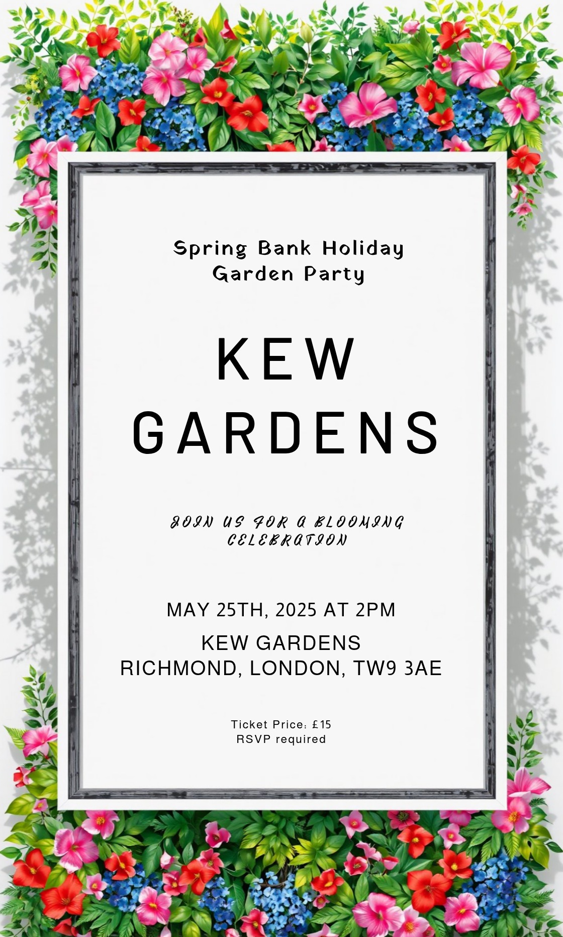 Spring Bank Holiday UK Garden Party Invitation Template - AI Designs by ...