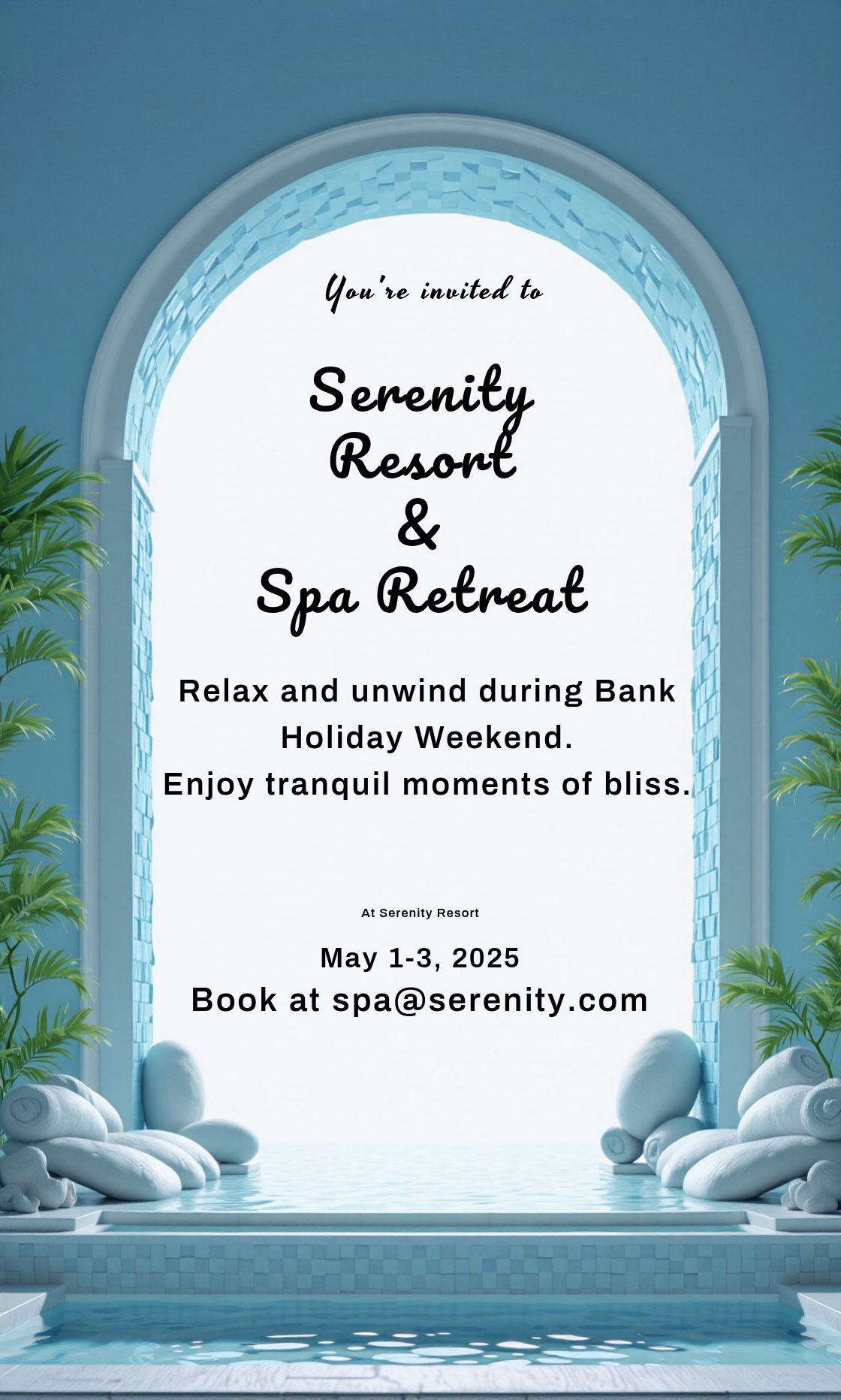 Relaxing Bank Holiday Weekend Retreat Invitation Template - AI Designs ...