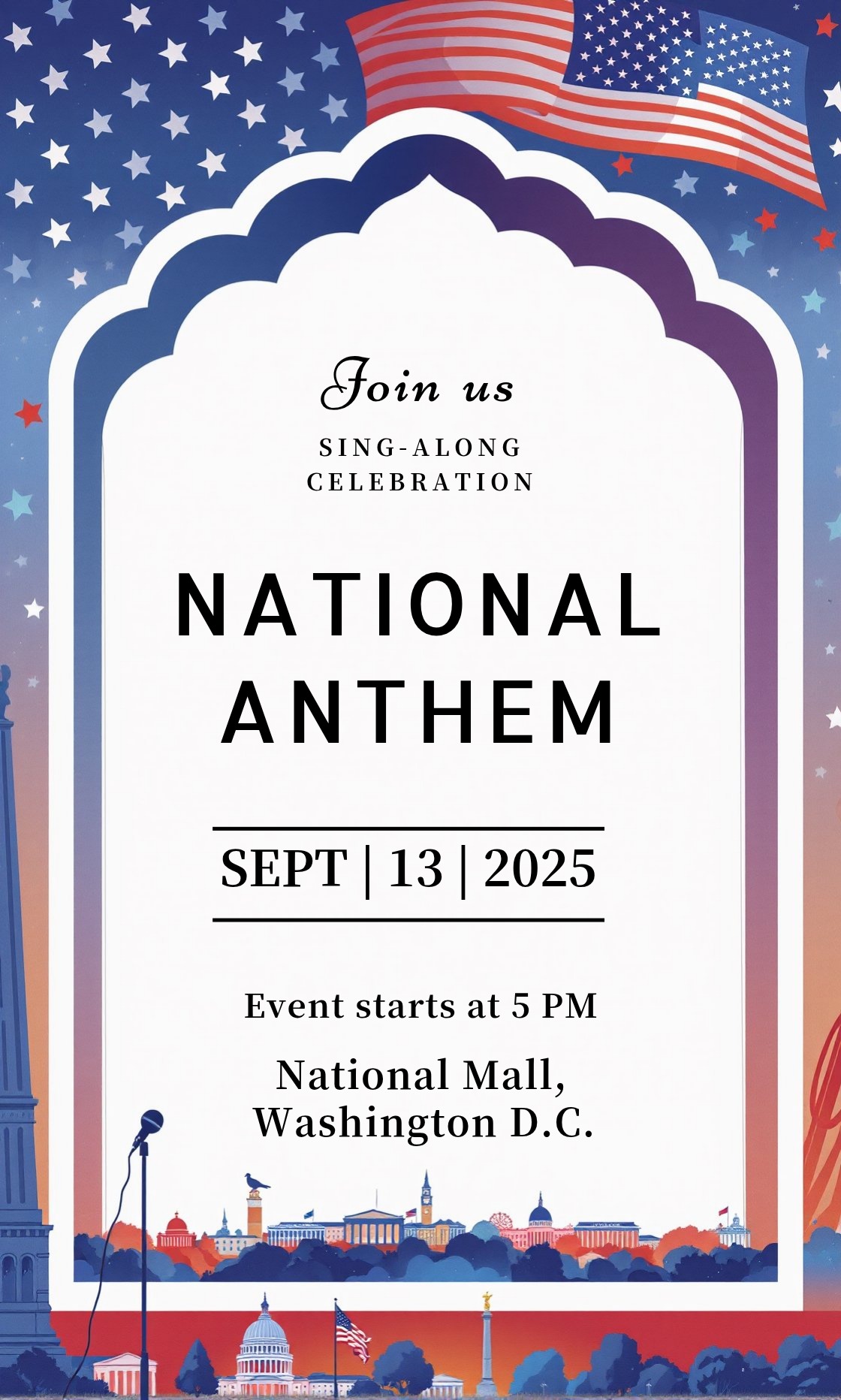 National Anthem Symbol Sing-Along Invitation Template - AI Designs by ...