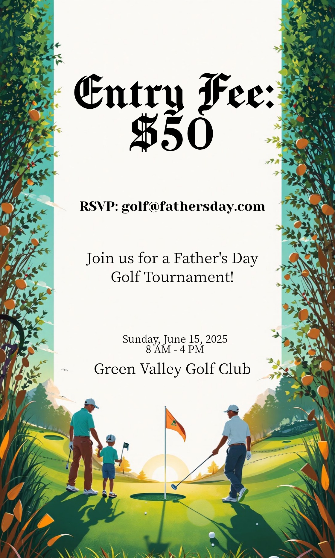 Father's Day Golf Tournament Invitation Template - AI Designs by MolyPix.AI