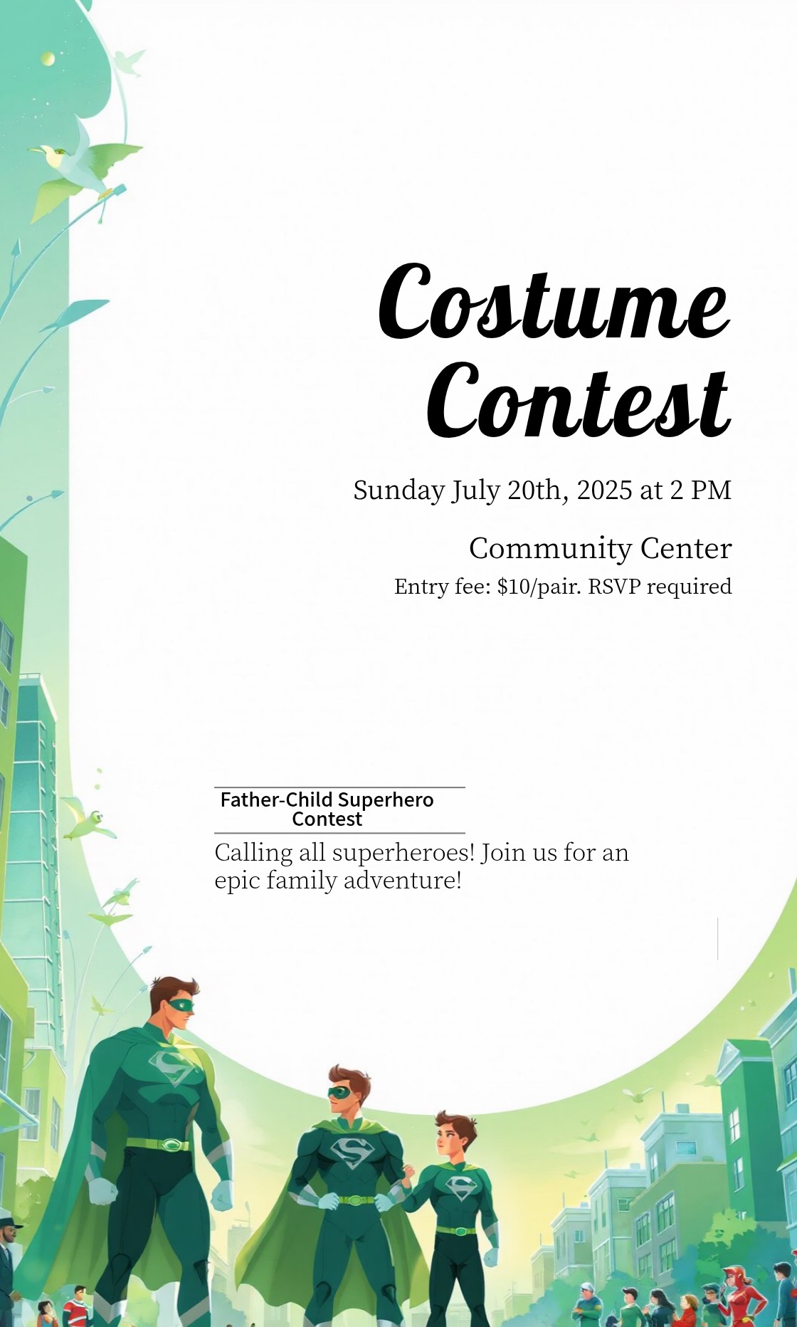 Father-Child Superhero Contest Invitation Template - AI Designs by ...