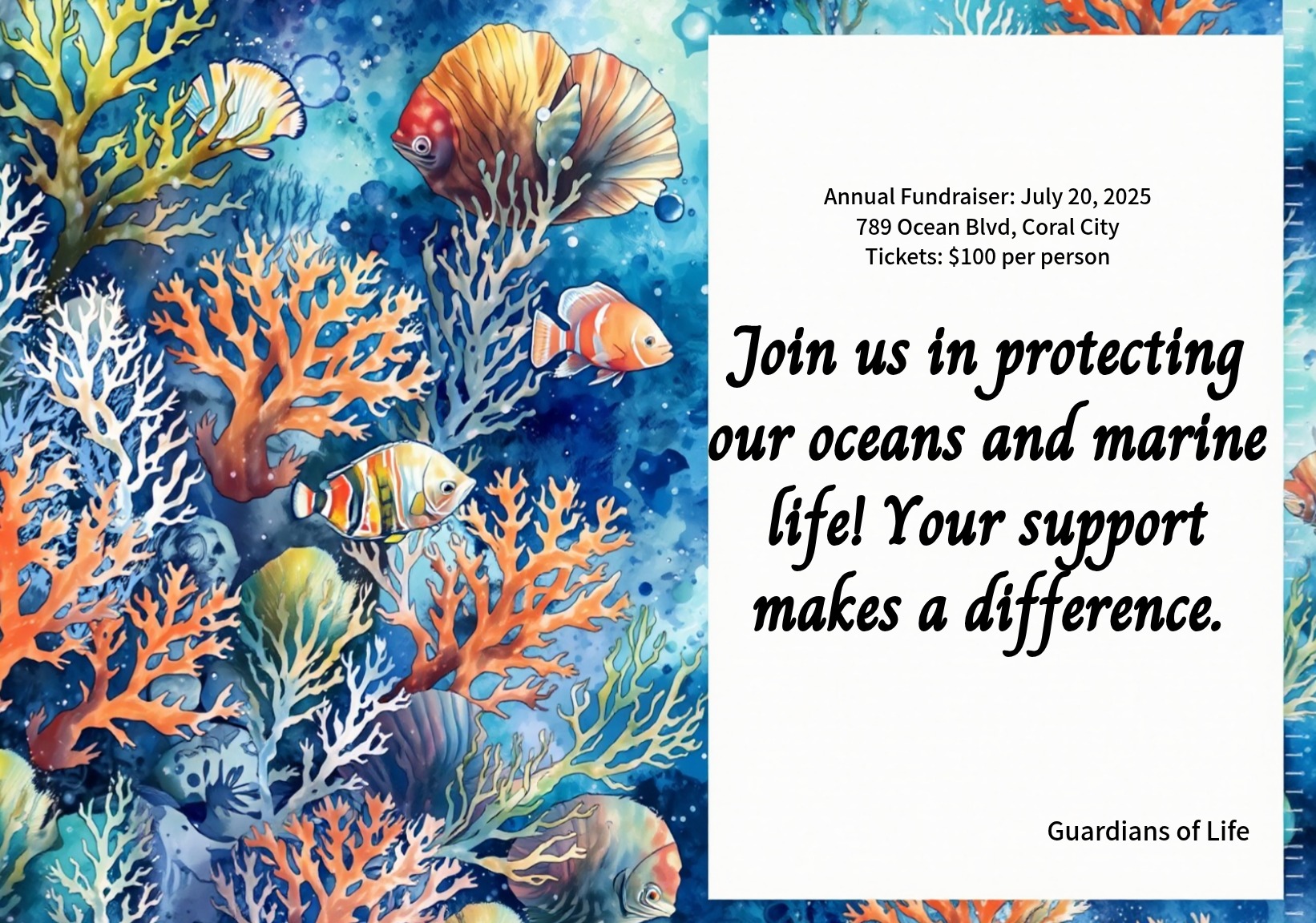 Guardians of Life Annual Fundraiser Postcard Template - AI Designs by ...