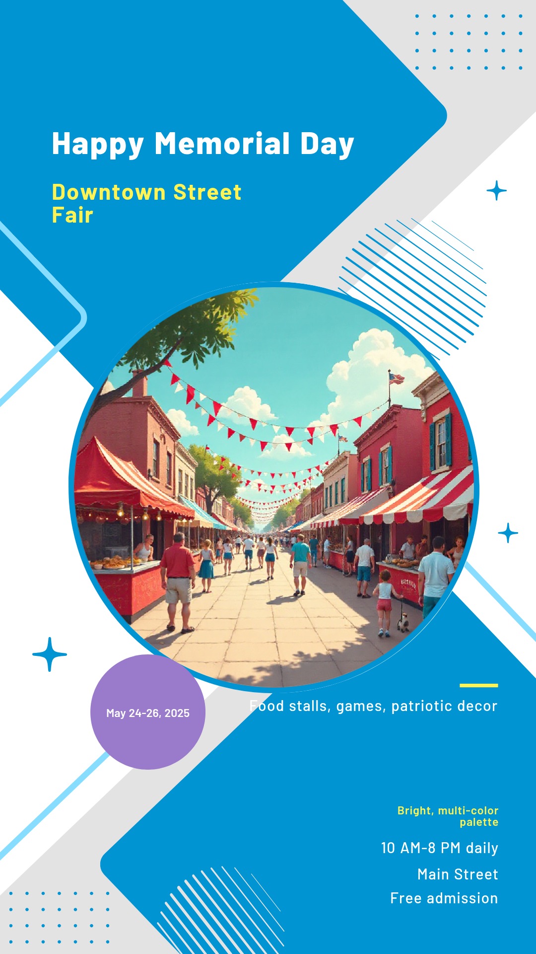 Happy Memorial Day Street Fair Poster Template - AI Designs by MolyPix.AI