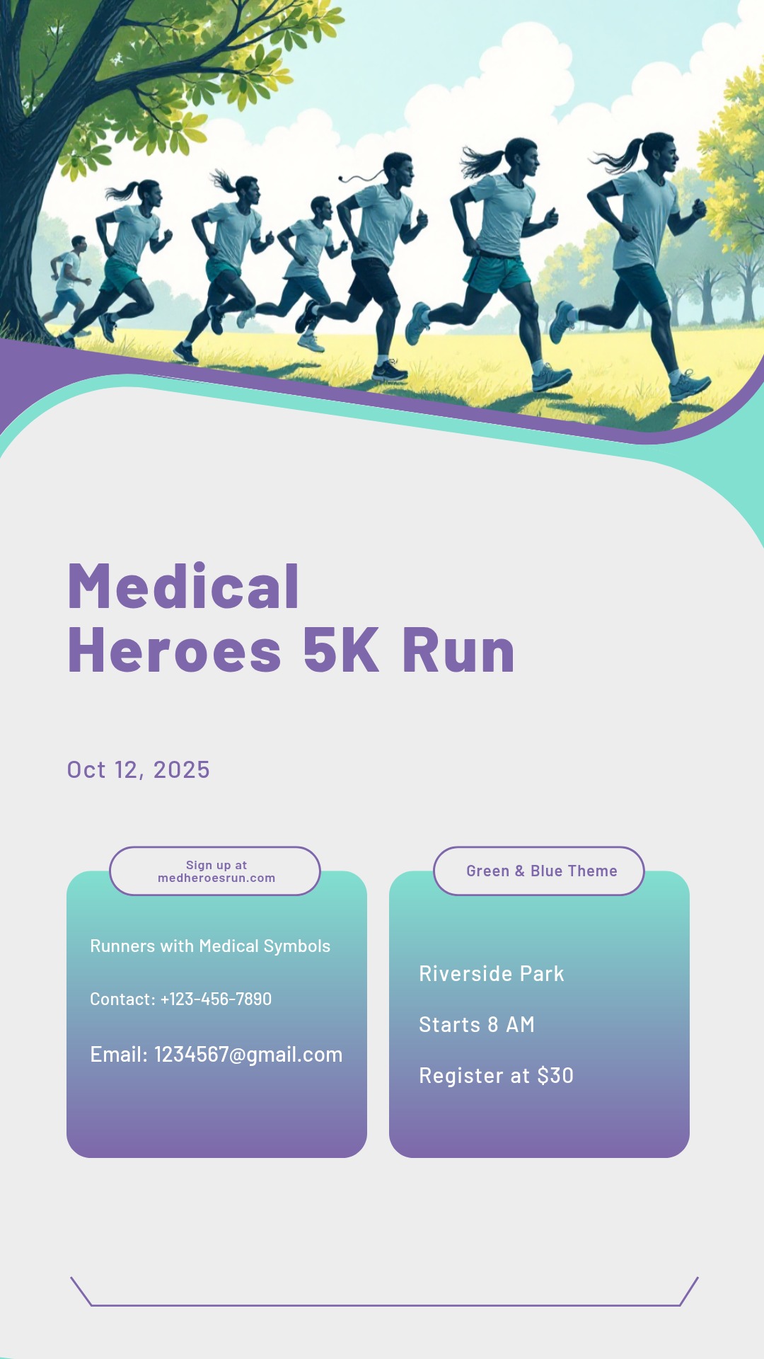 Medical Heroes 5K Run Poster Template - AI Designs by MolyPix.AI