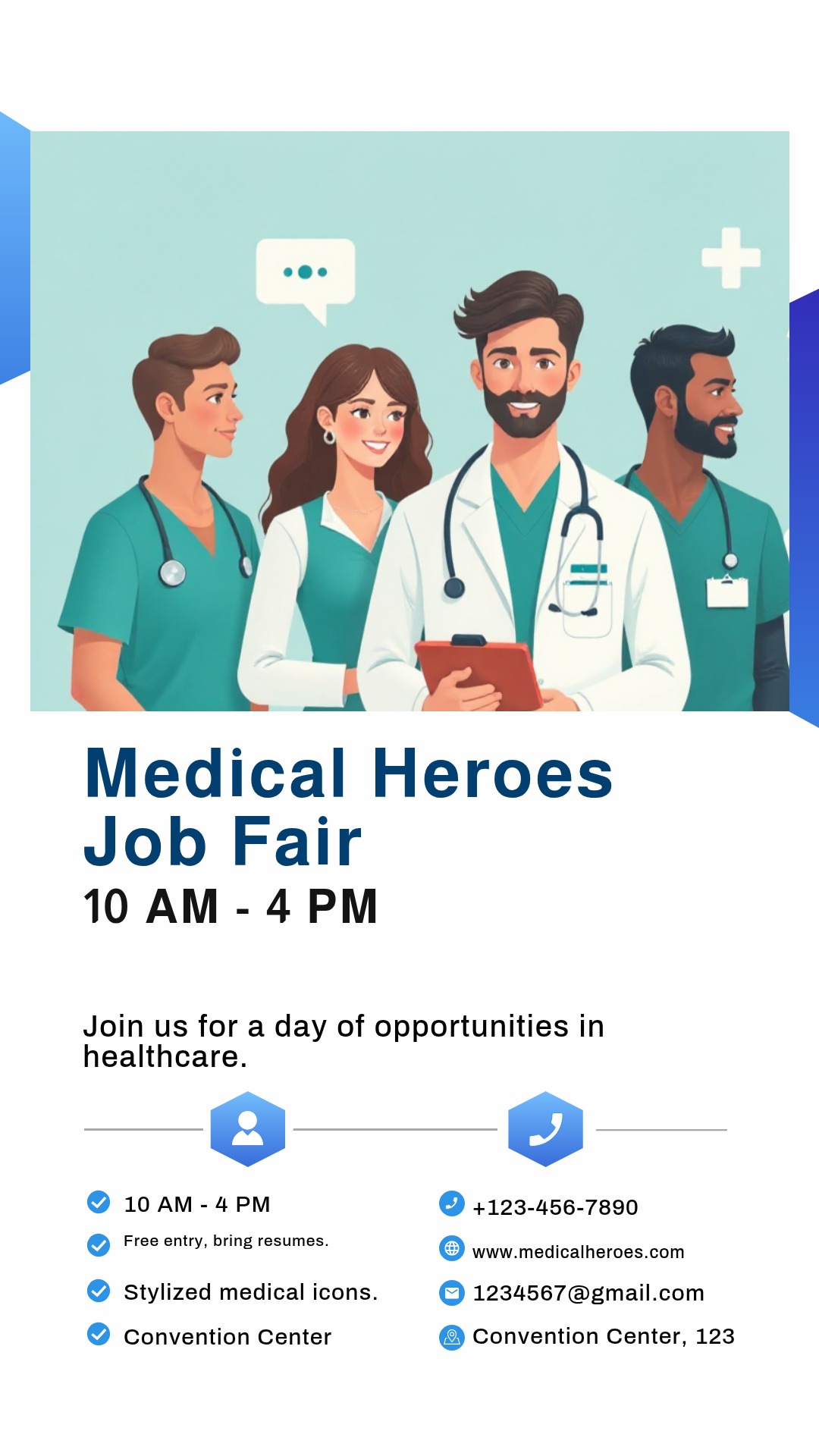 Medical Heroes Job Fair Poster Template - AI Designs by MolyPix.AI