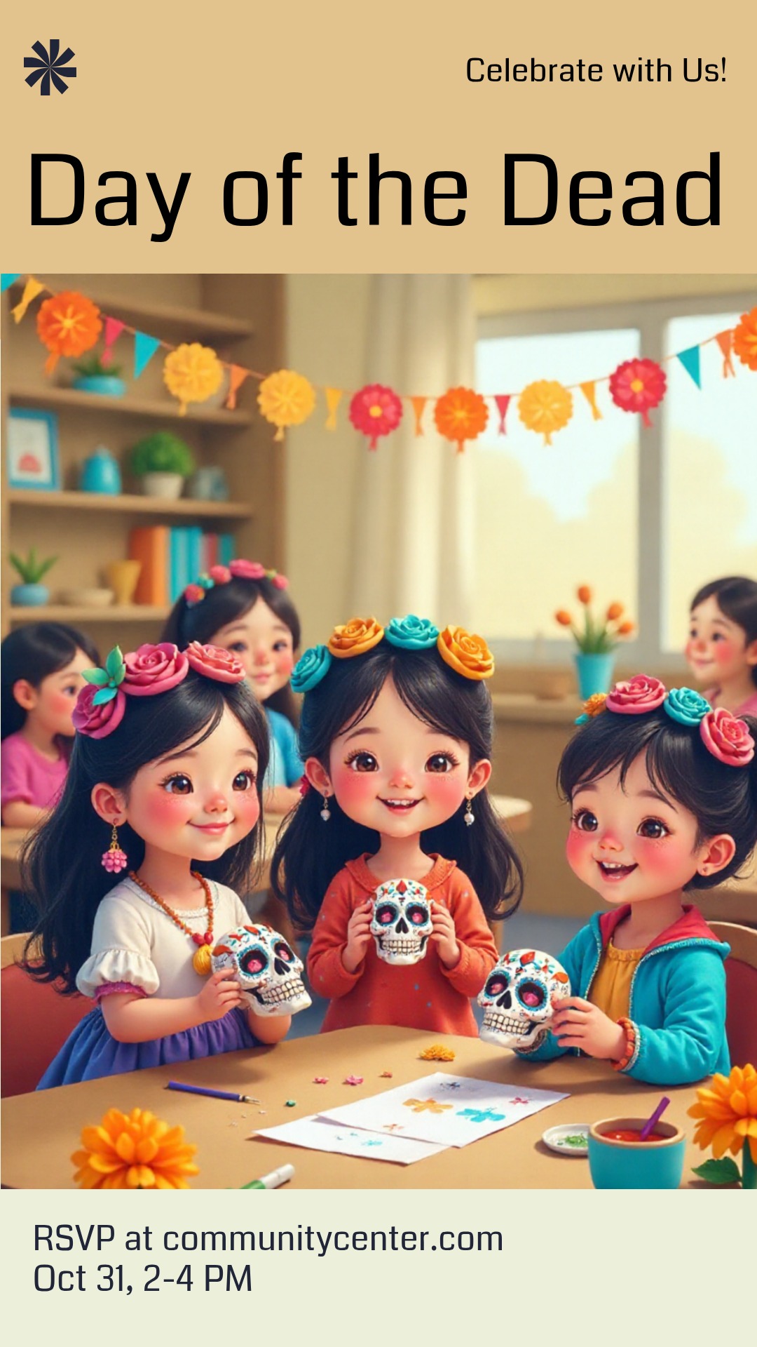 Children's Day of the Dead Workshop Poster Template - AI Designs by ...