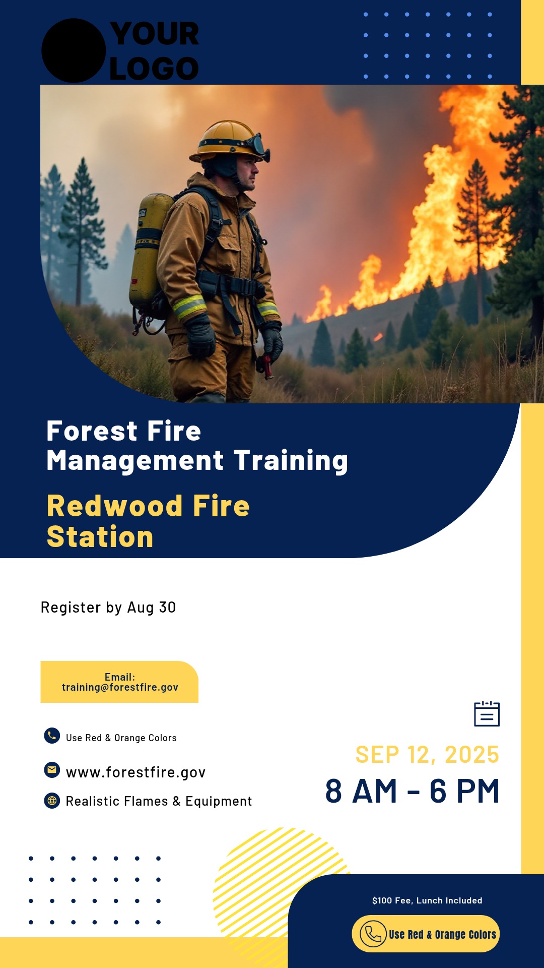Forest Fire Management Training Poster Template - AI Designs by MolyPix.AI