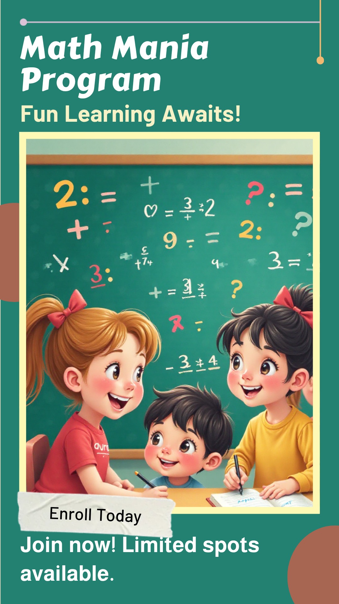Math Mania Children's Education Poster Template - AI Designs by MolyPix.AI