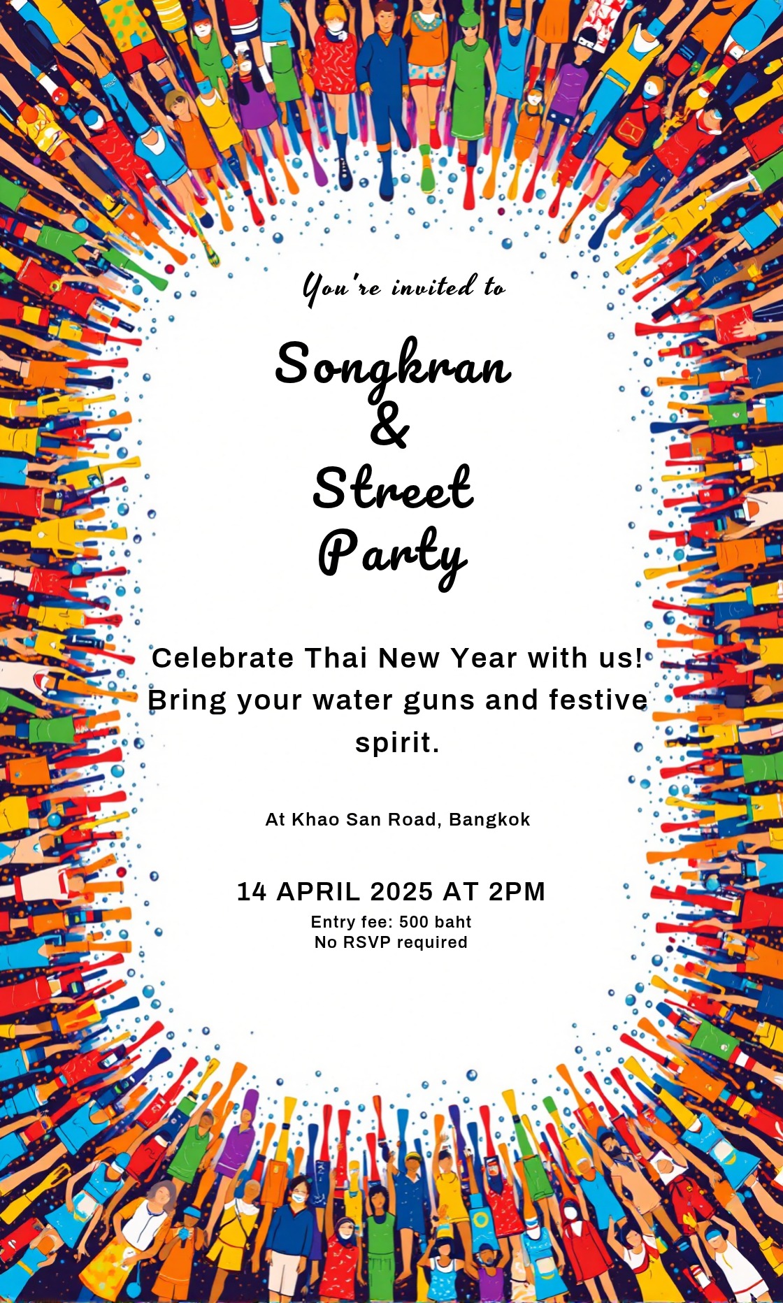 Thai Holiday Songkran Street Party Invitation Template - AI Designs by ...