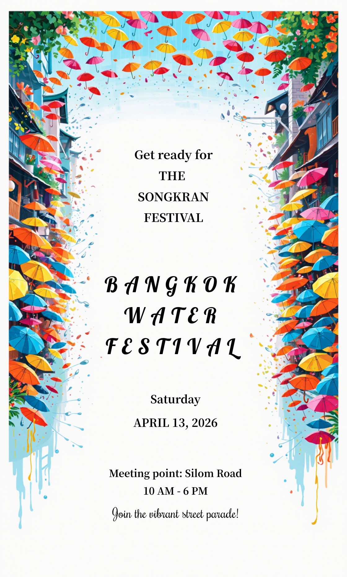 Bangkok Songkran Thailand Water Festival Invitation Template - AI ...
