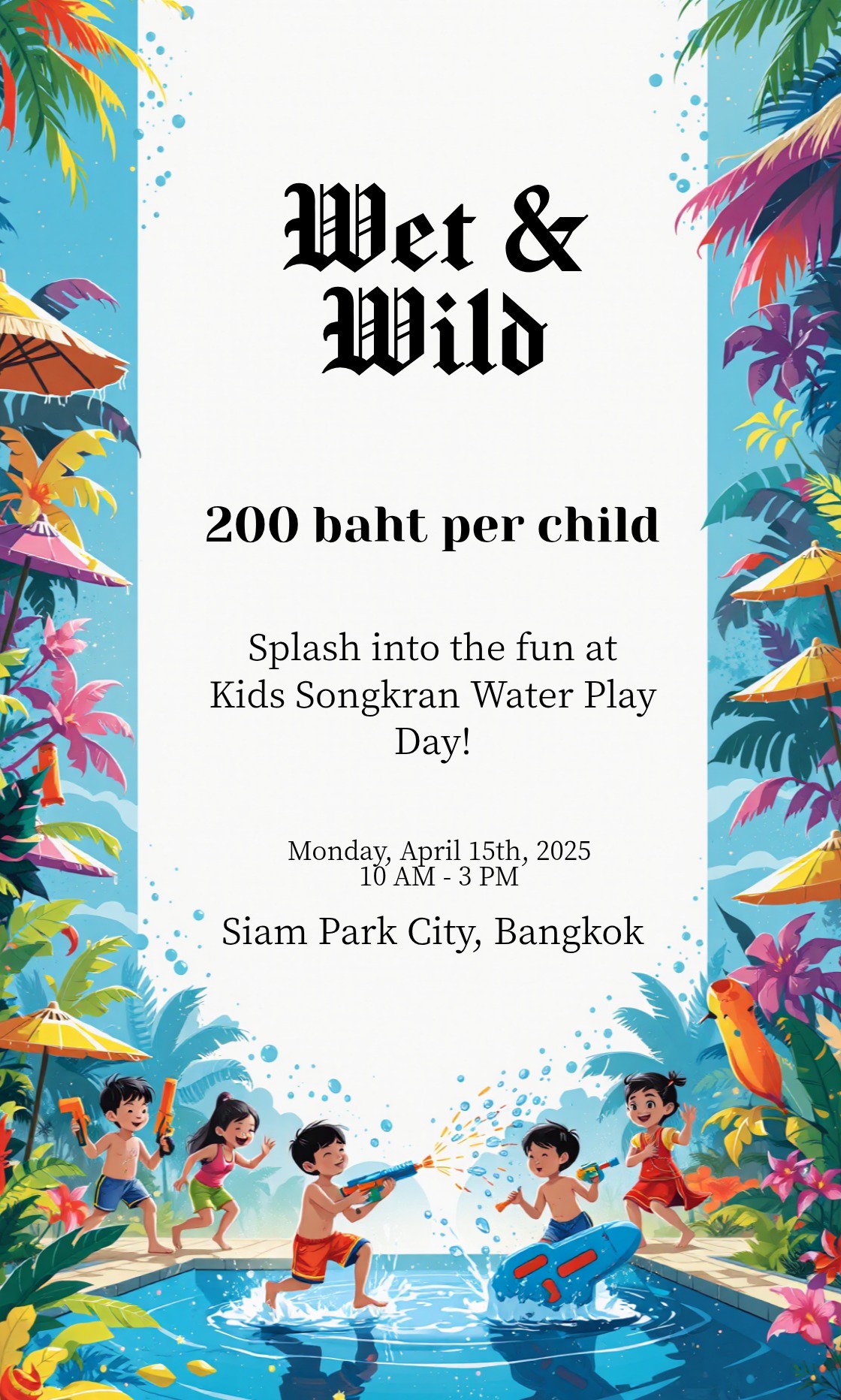 Kids Thai Holiday Songkran Water Invitation Template - AI Designs by ...