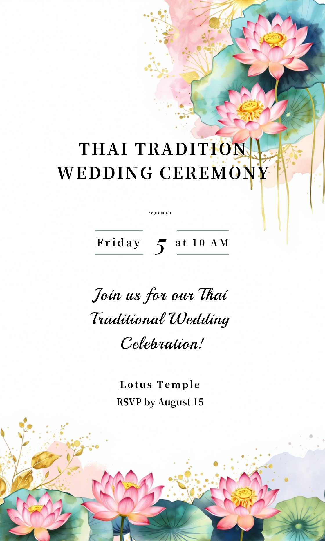 Thai Tradition Wedding Ceremony Invitation Template - AI Designs by ...