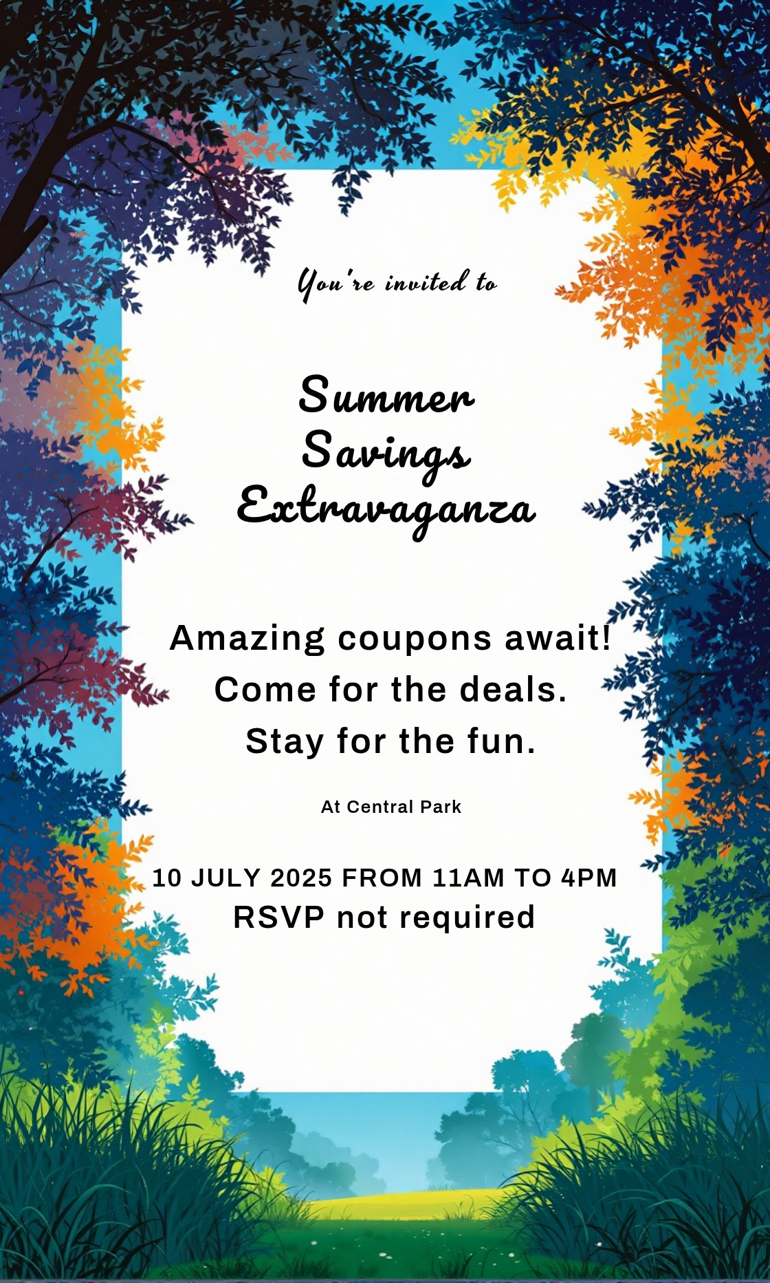 Summer Coupons Extravaganza Invitation Template - AI Designs by MolyPix.AI