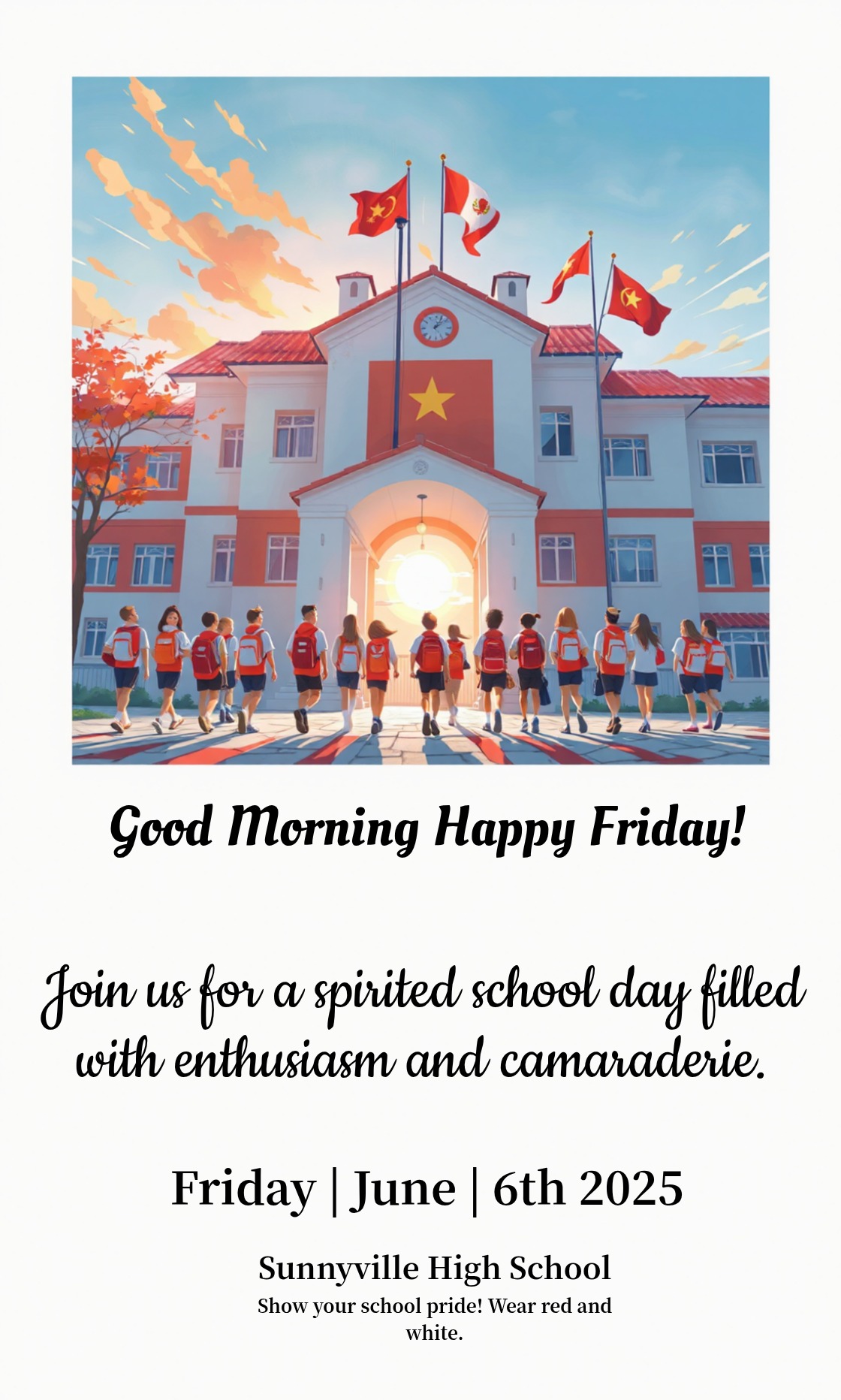 Good Morning Happy Friday School Invitation Template - AI Designs by ...