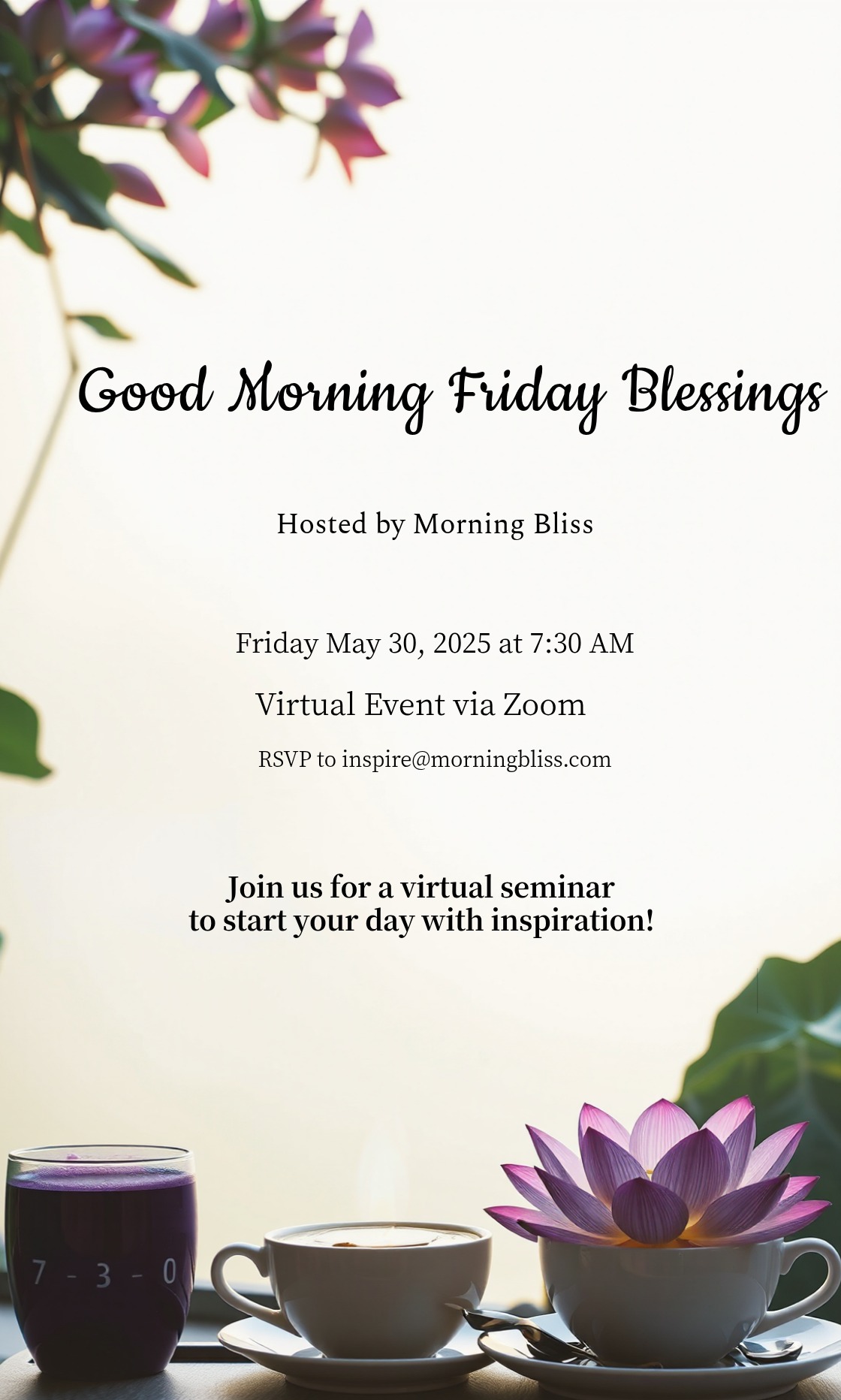 Good Morning Friday Blessings Virtual Seminar Invitation Template - AI ...
