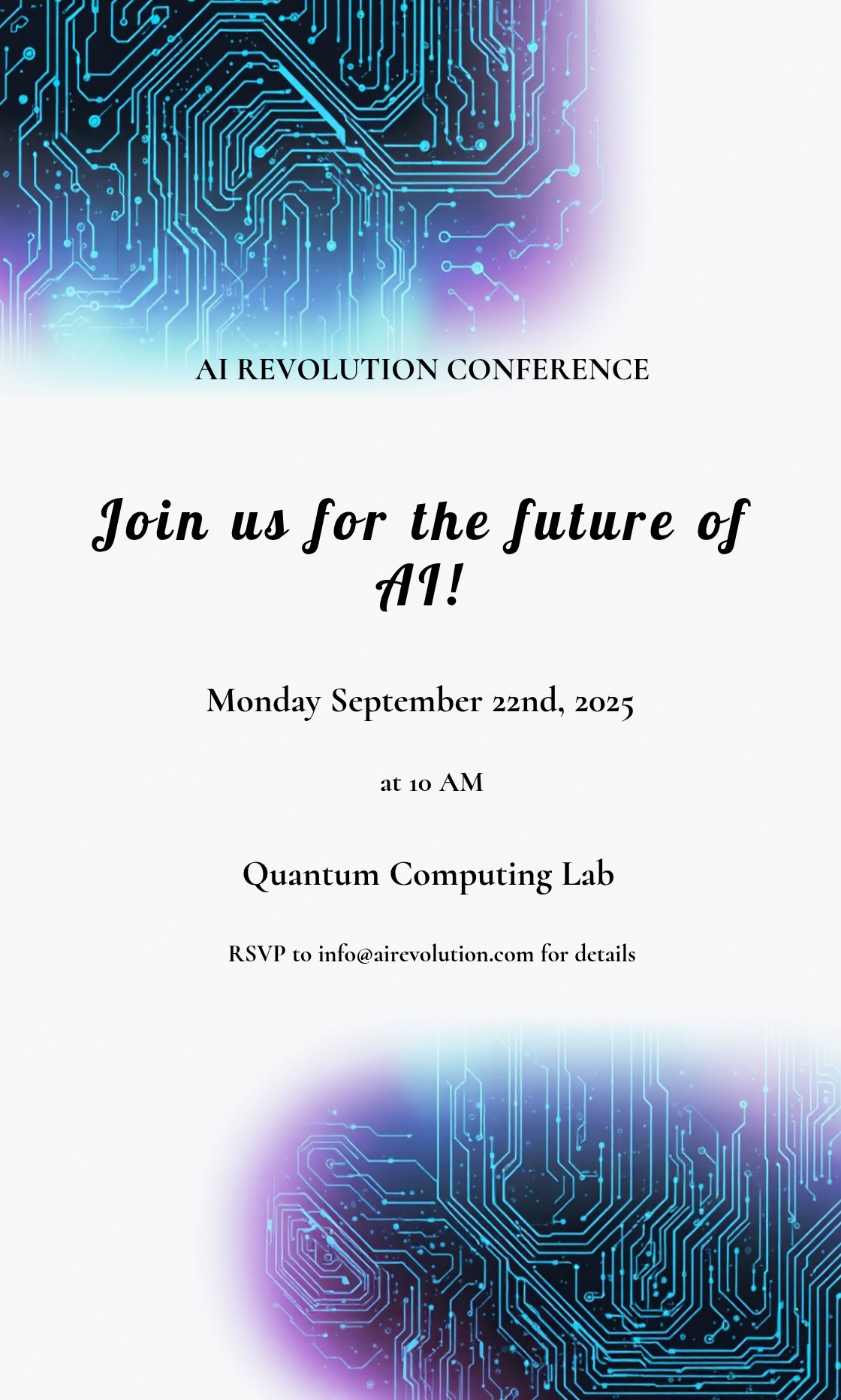 AI Revolution Technological Innovation Conference Invitation Template ...