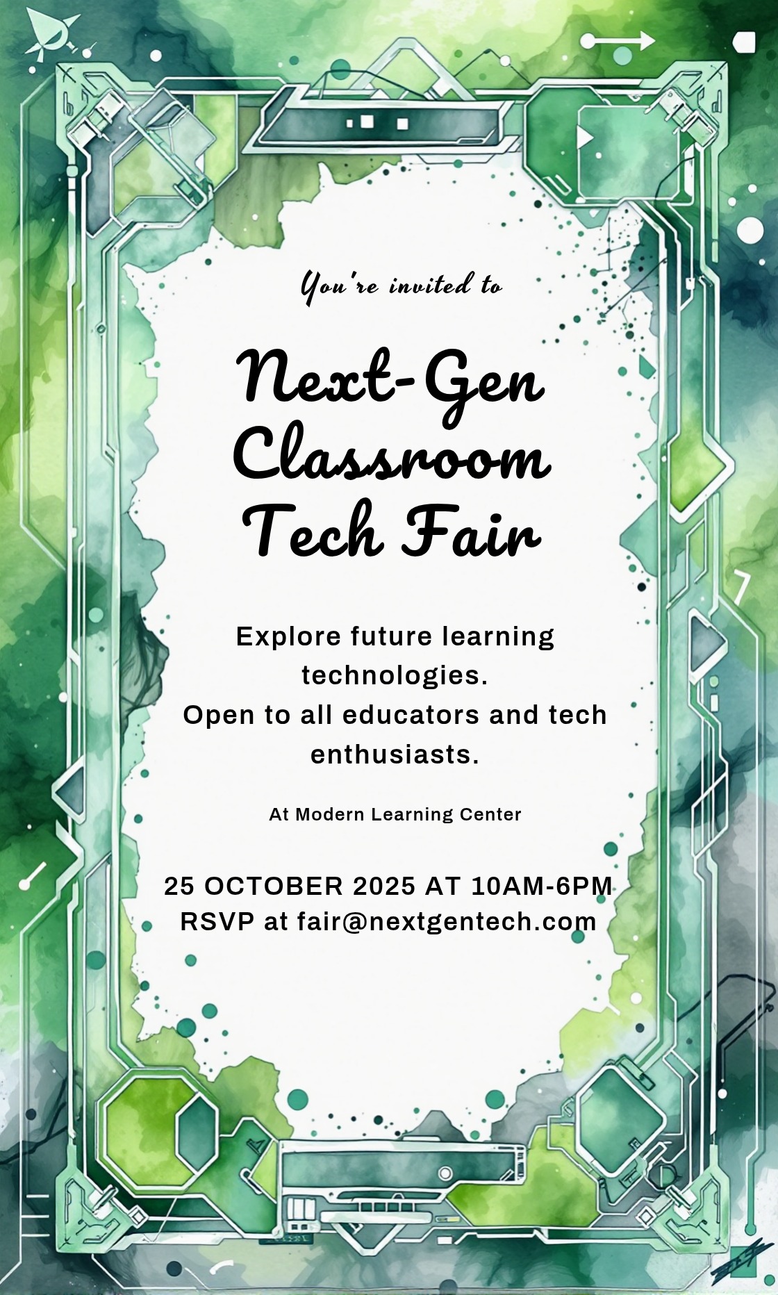 Elite Technology for Classroom Innovation Fair Invitation Template - AI ...