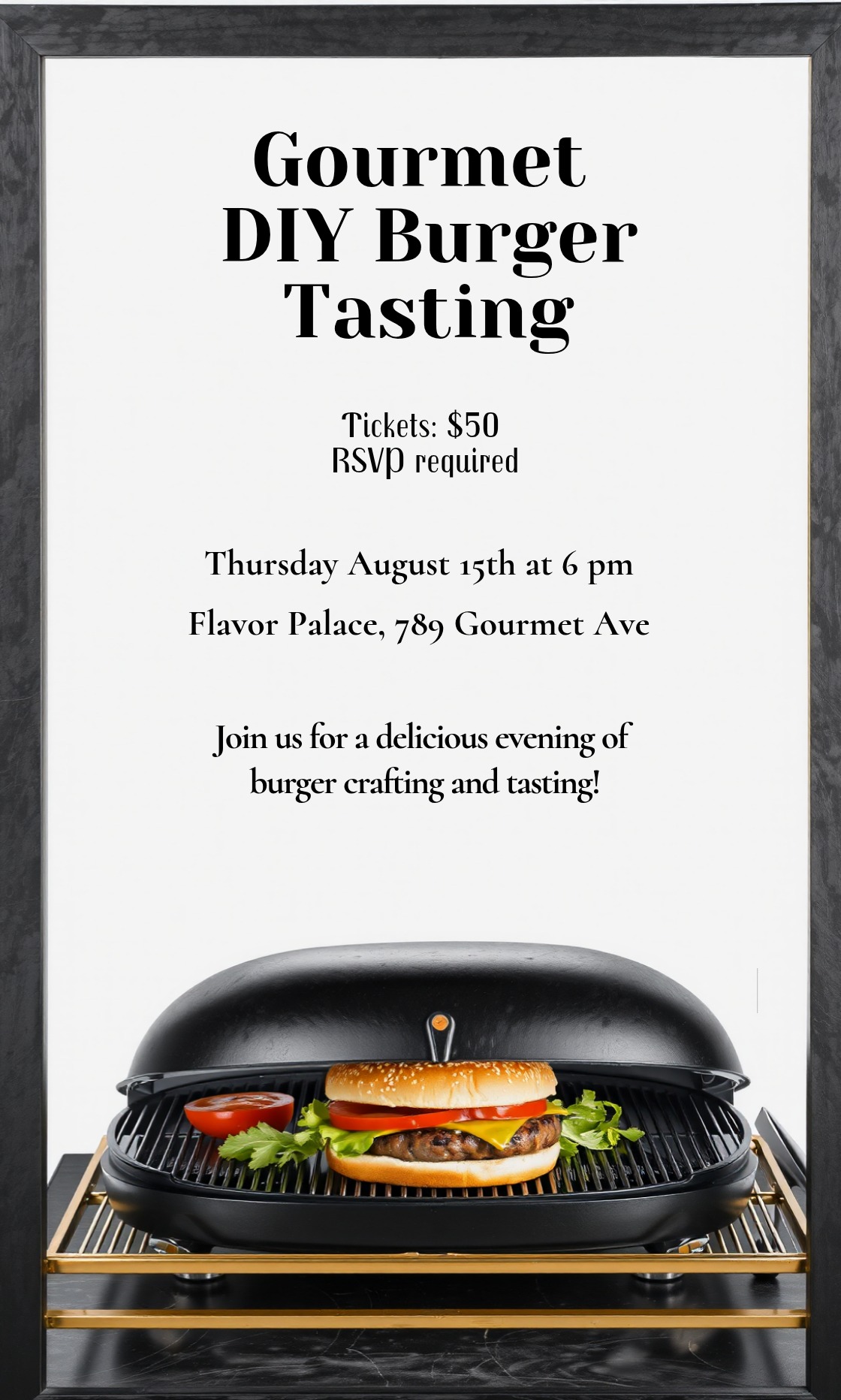 Gourmet DIY Burger Tasting Invitation Template - AI Designs by MolyPix.AI