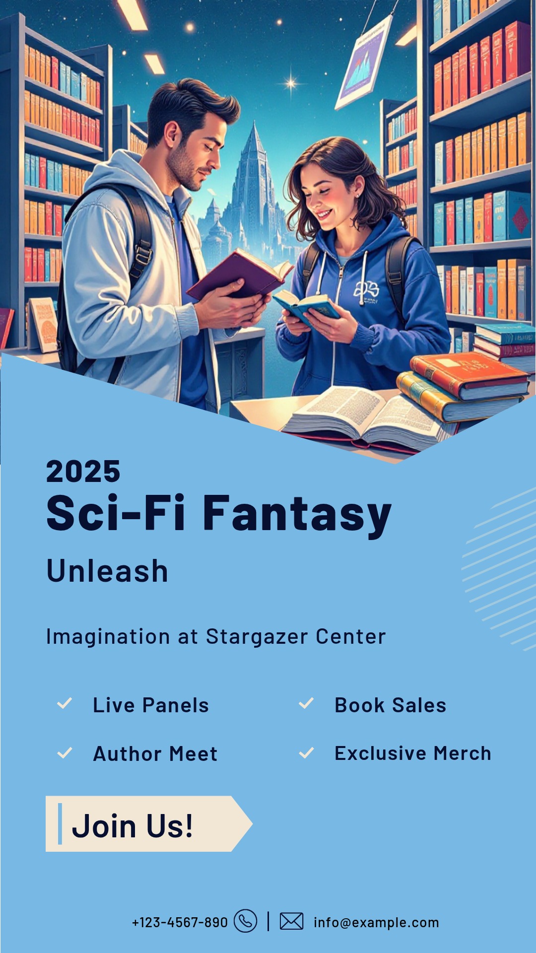 Sci-Fi Green Valley Book Fair Poster Template - AI Designs by MolyPix.AI