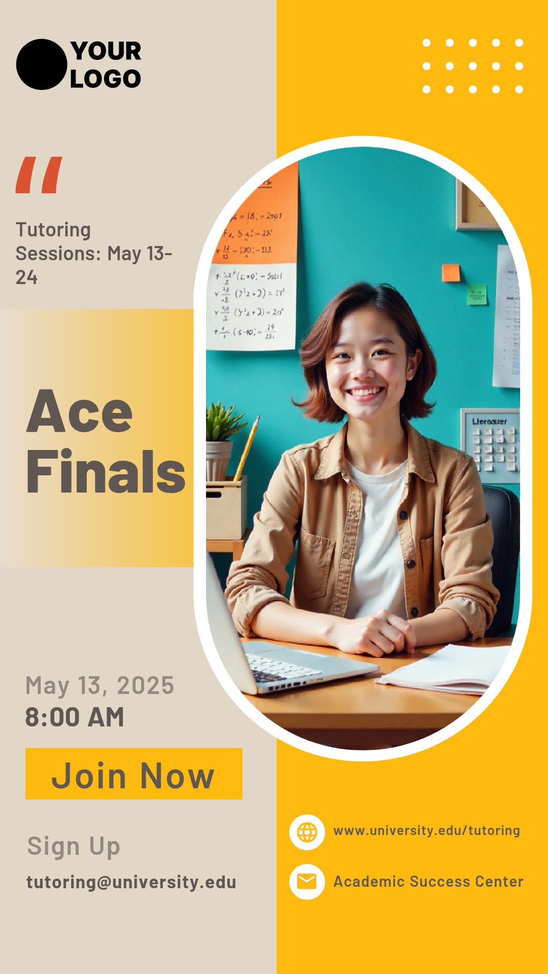 Ace Your Finals Tutoring Poster Template - AI Designs by MolyPix.AI