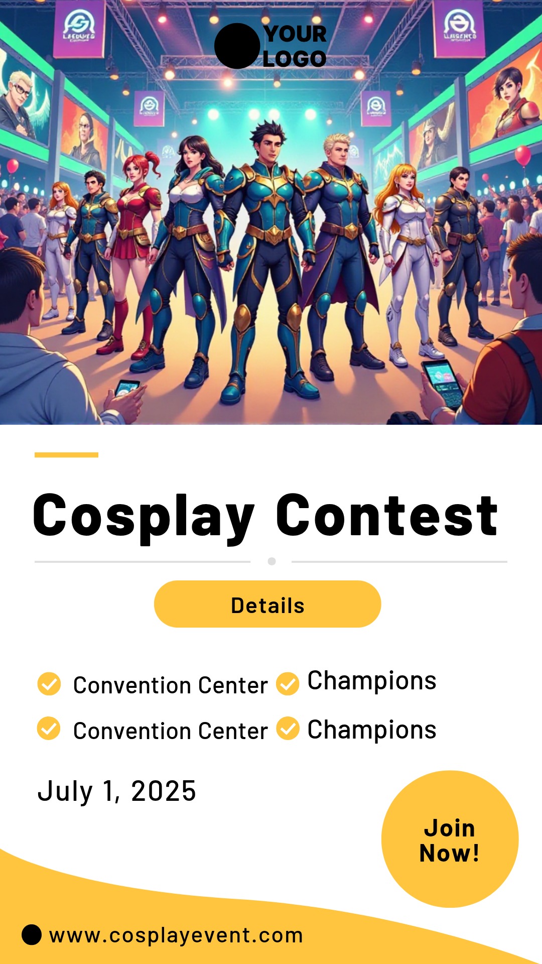 League Champion Cosplay Contest Poster Template - AI Designs by MolyPix.AI