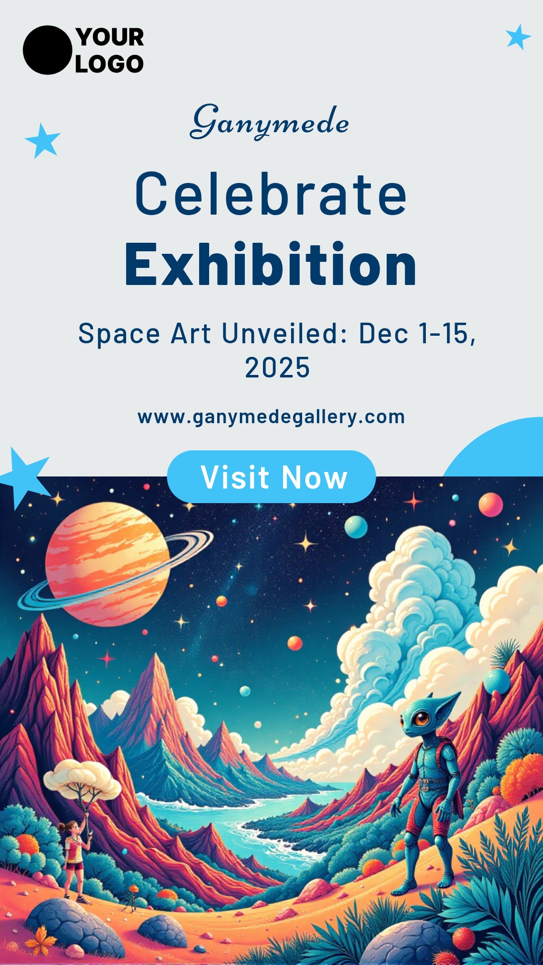 Space Colony Art Exhibition Poster Template - AI Designs by MolyPix.AI