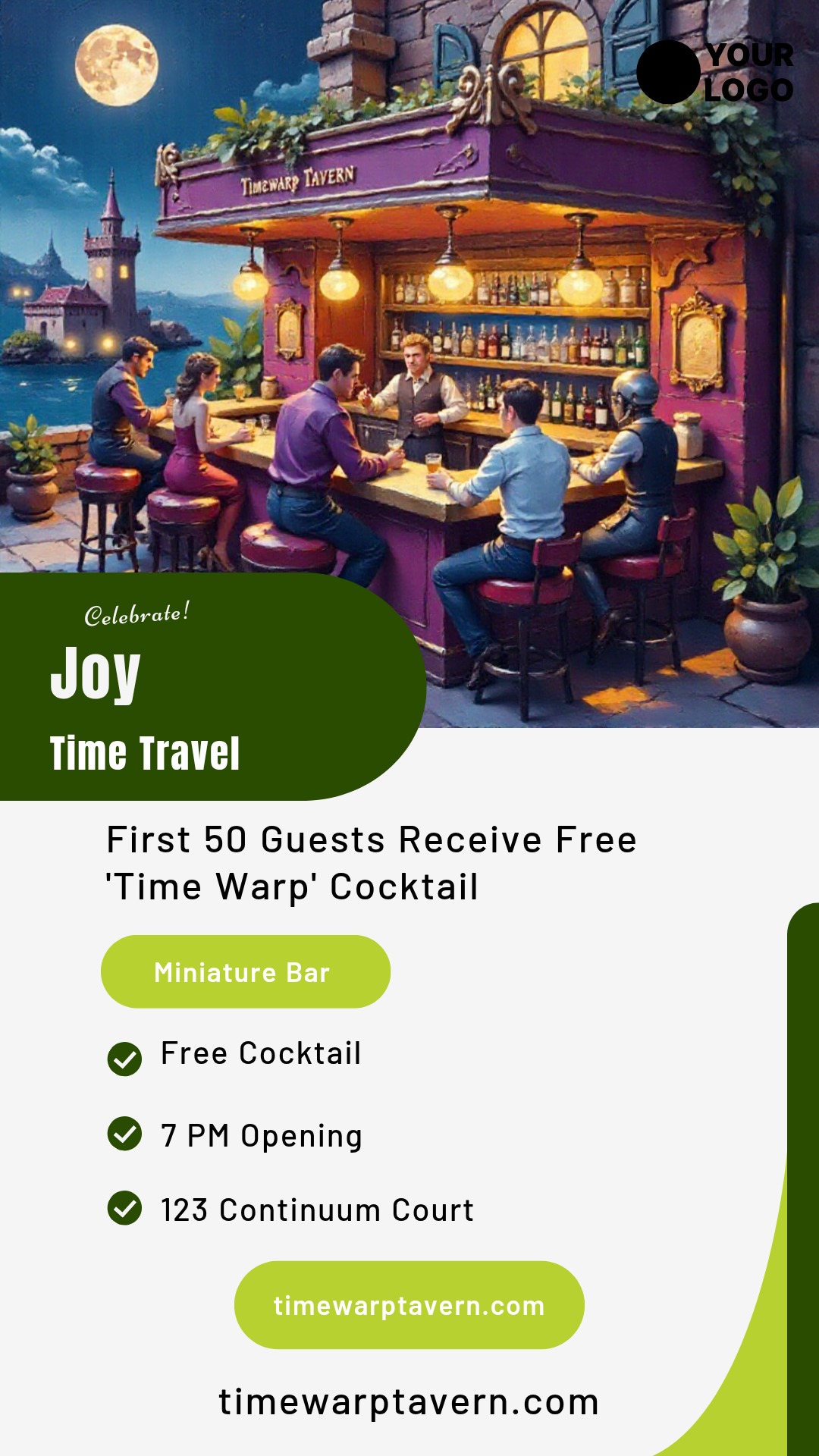 Time Travel Themed Bar Poster Poster Template - AI Designs by MolyPix.AI
