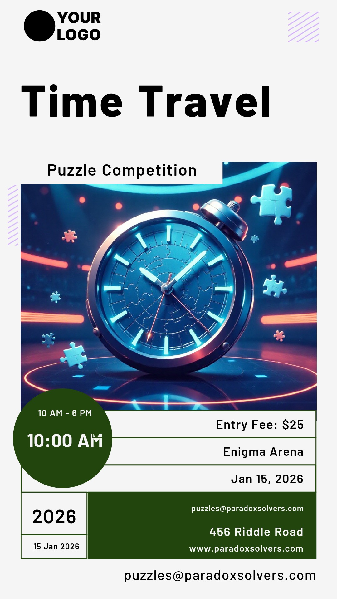 Time Travel Puzzle Competition Poster Poster Template - AI Designs by ...