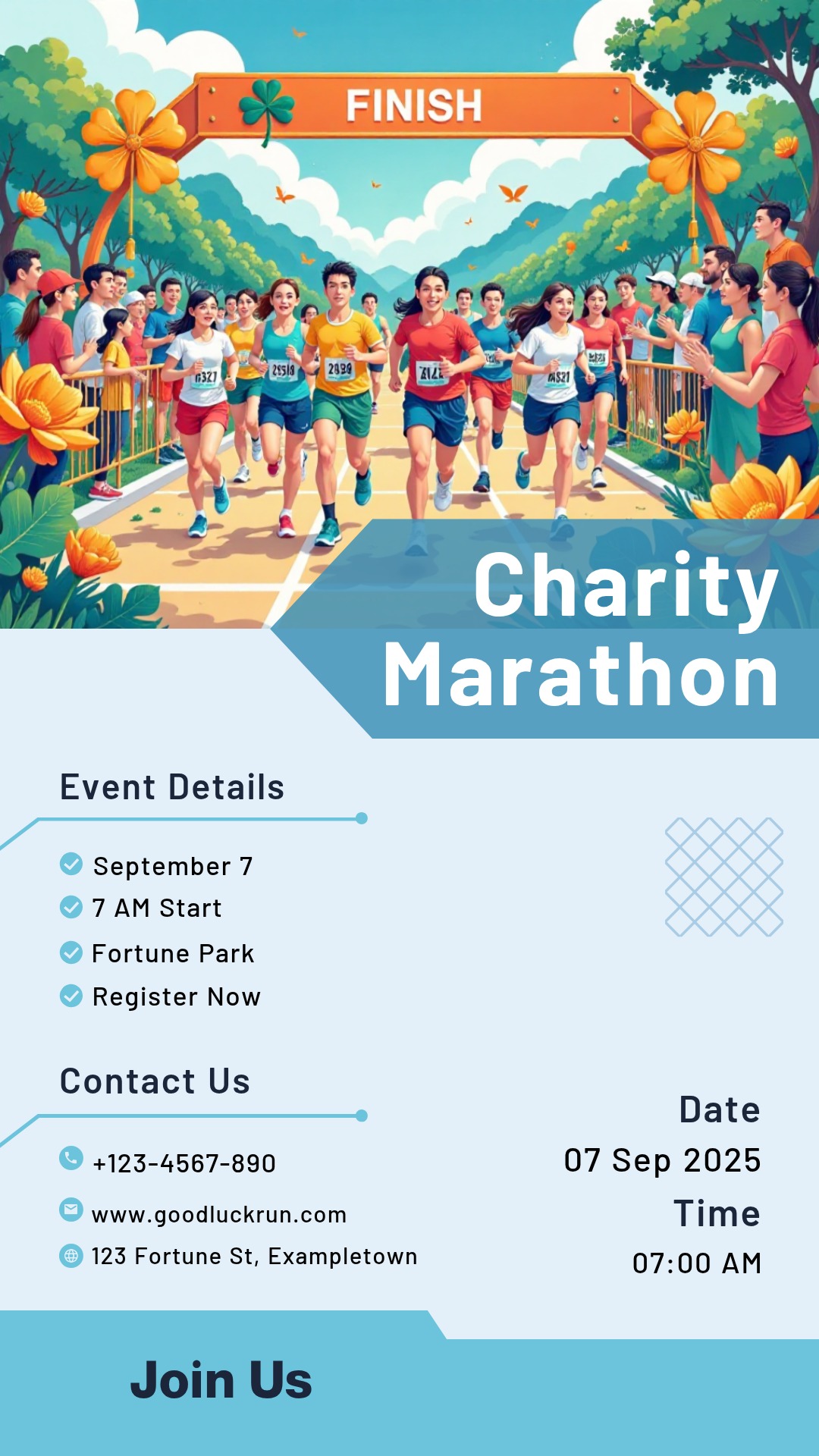 Good Luck Run Marathon Poster Template - AI Designs by MolyPix.AI