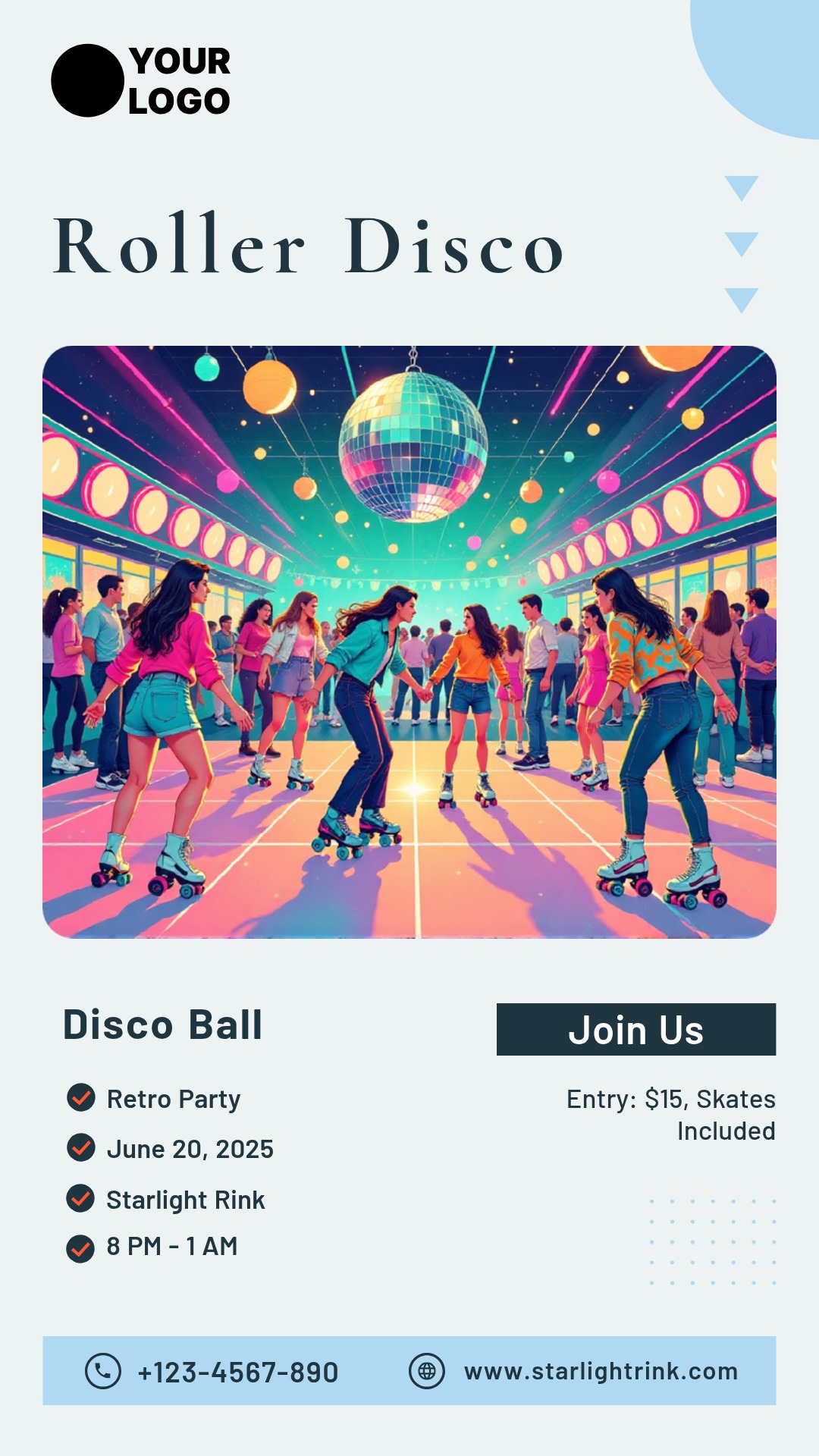 Retro Party Vibes Roller Poster Template - AI Designs by MolyPix.AI